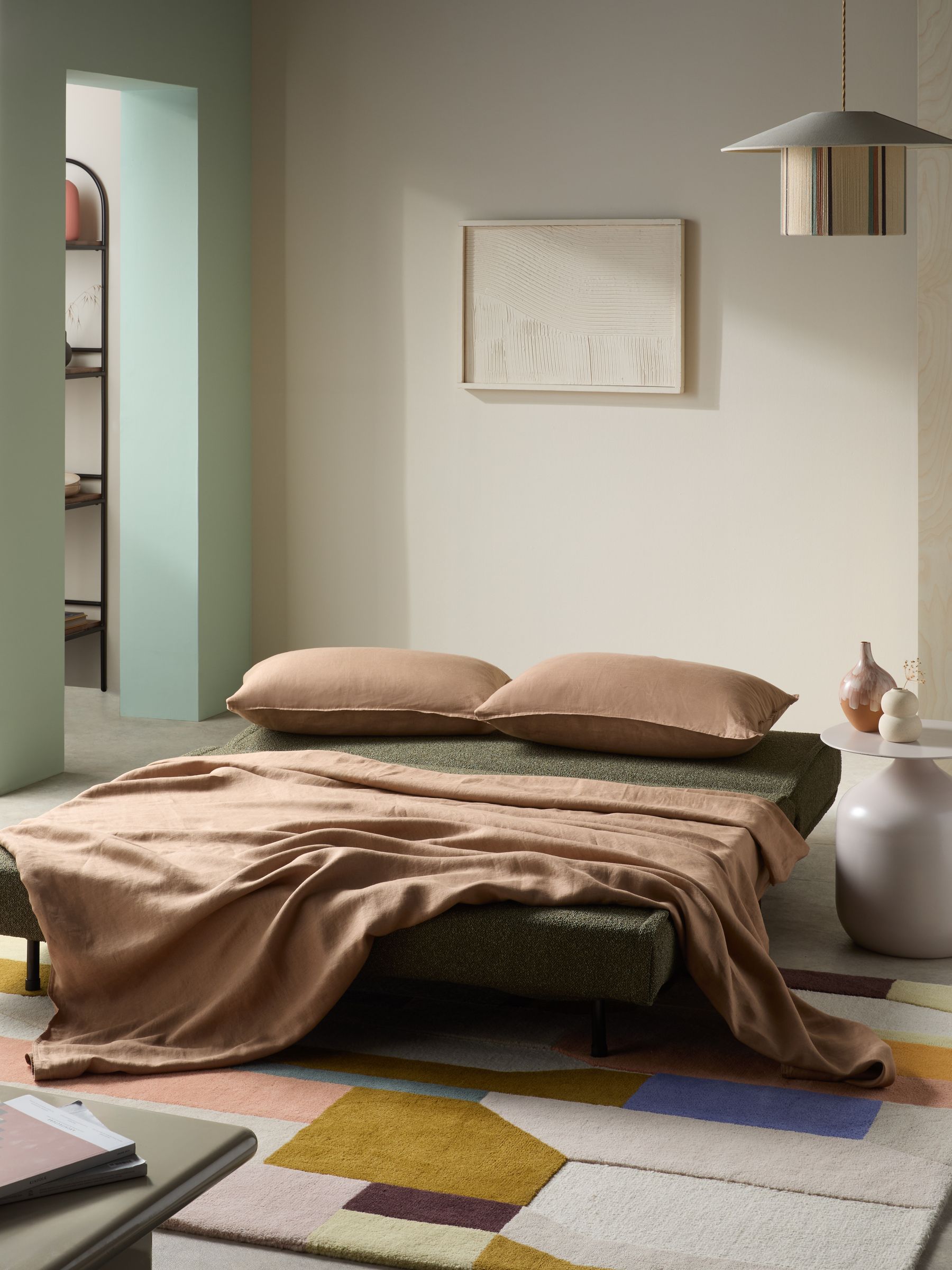 Buy MADE.COM Forrest Green Pax Boucle Haru 2 Seater Sofa Bed from the ...