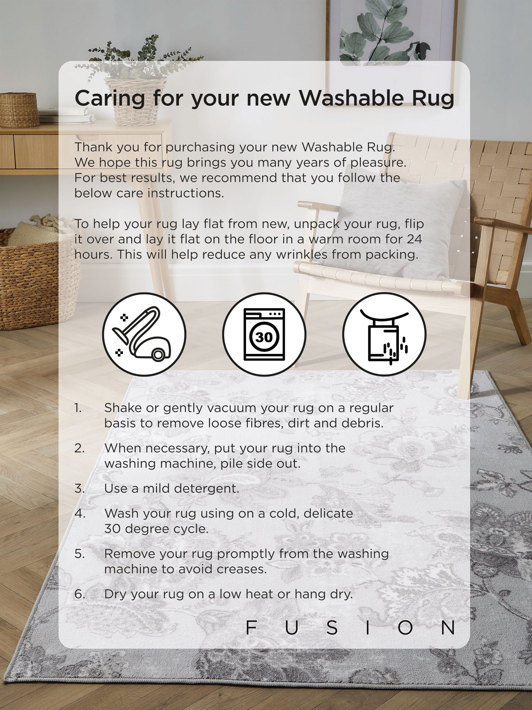 Buy Fusion Natural Lex Washable Rug from the Next UK online shop
