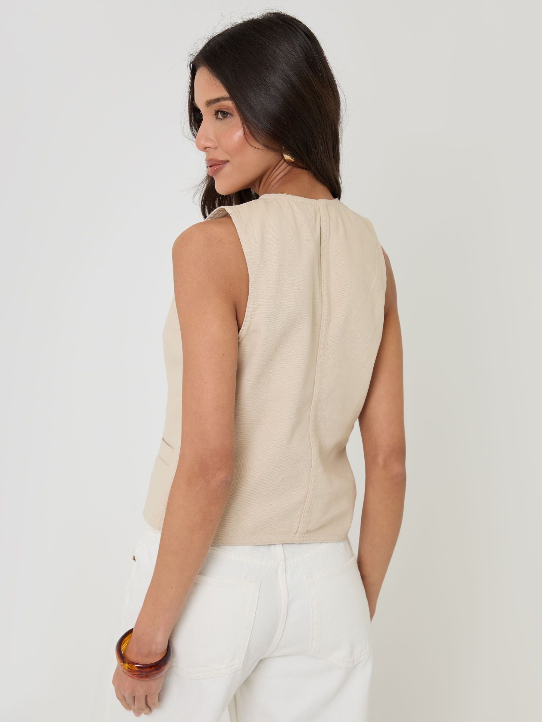 Buy Threadbare Cream Tailored Denim Waistcoat from the Next UK online shop