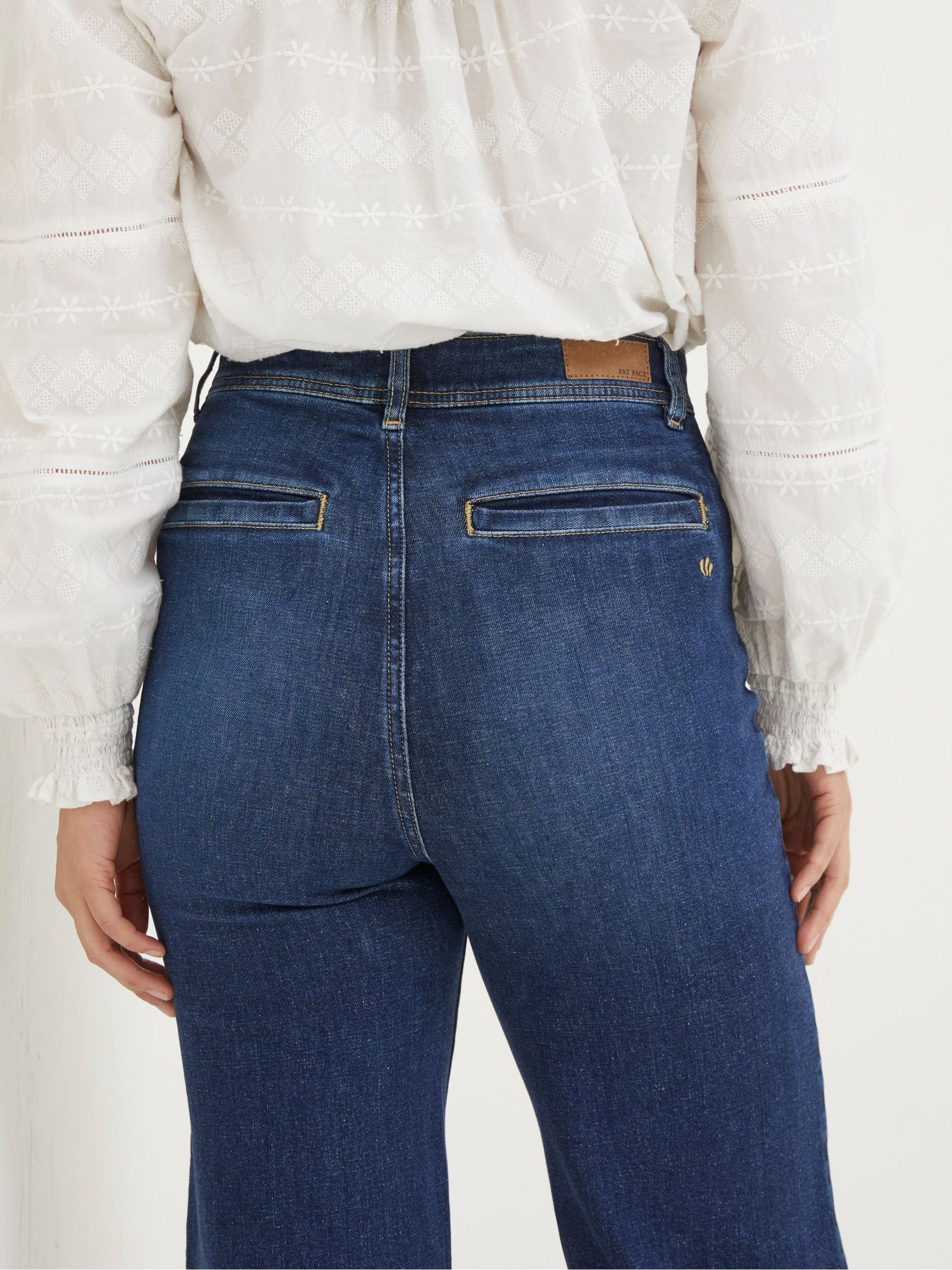 Buy FatFace Keswick Blue Denim Wide Leg Wide Leg Crop Jeans from the ...