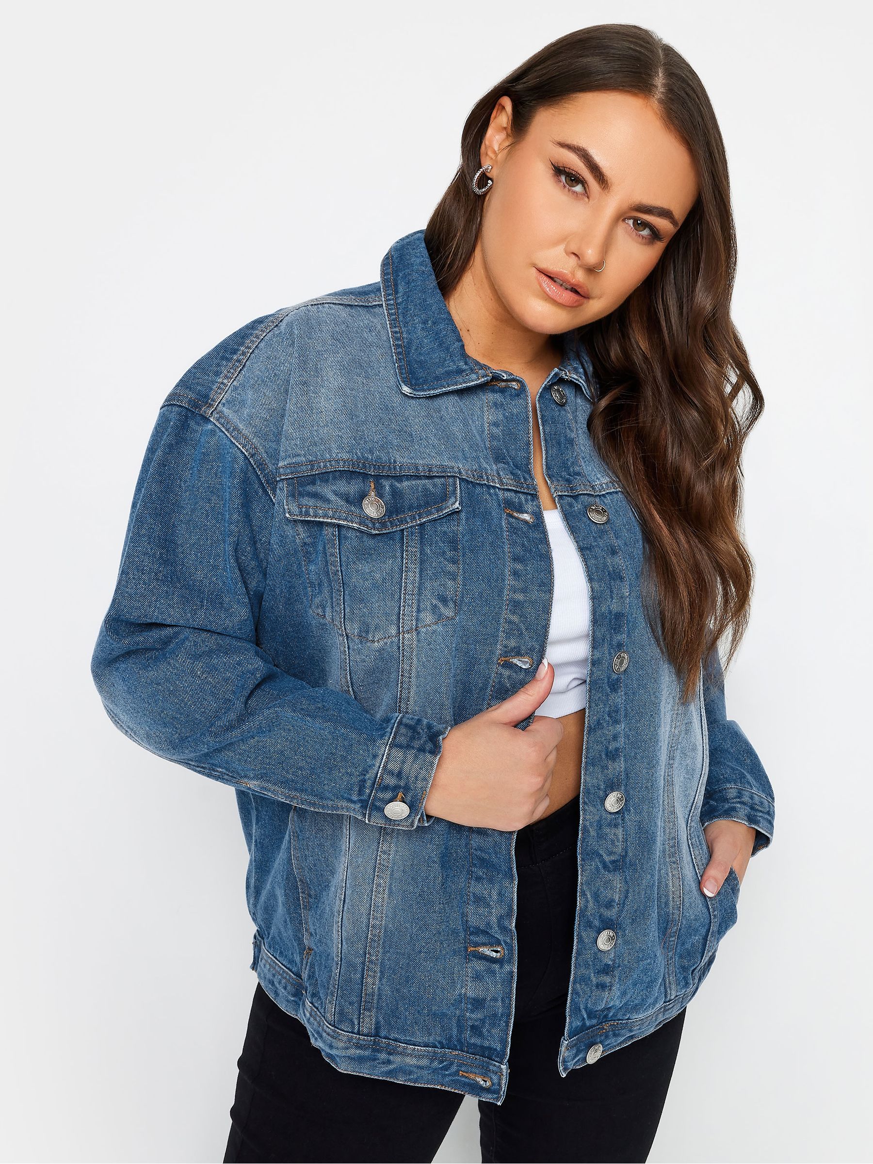 Buy Yours Curve Blue Oversized 100% Cotton Denim Jacket from the Next ...
