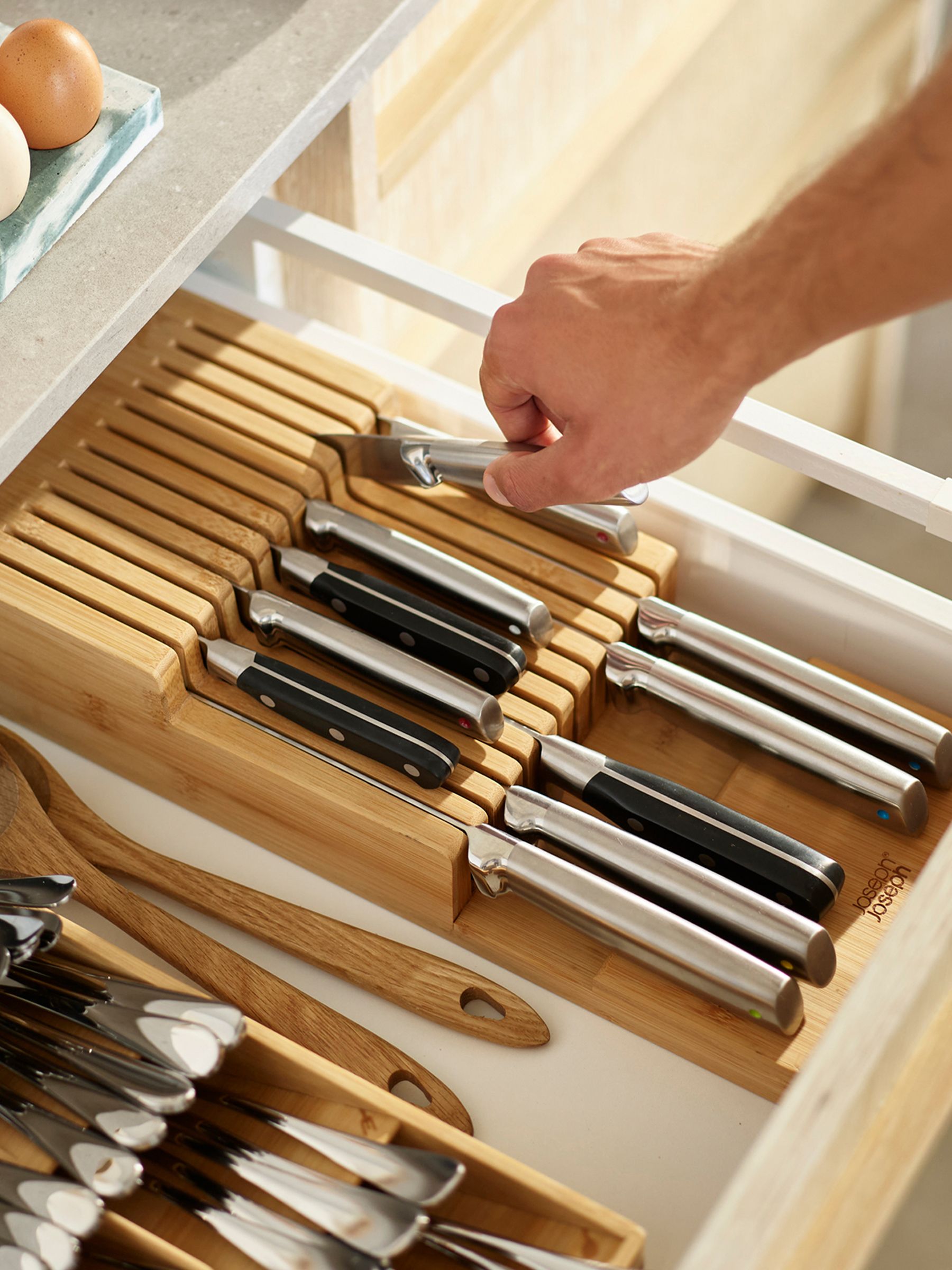 Buy Joseph Joseph Wood (Bamboo) Large 2-Tier In-Drawer Knife Organiser ...