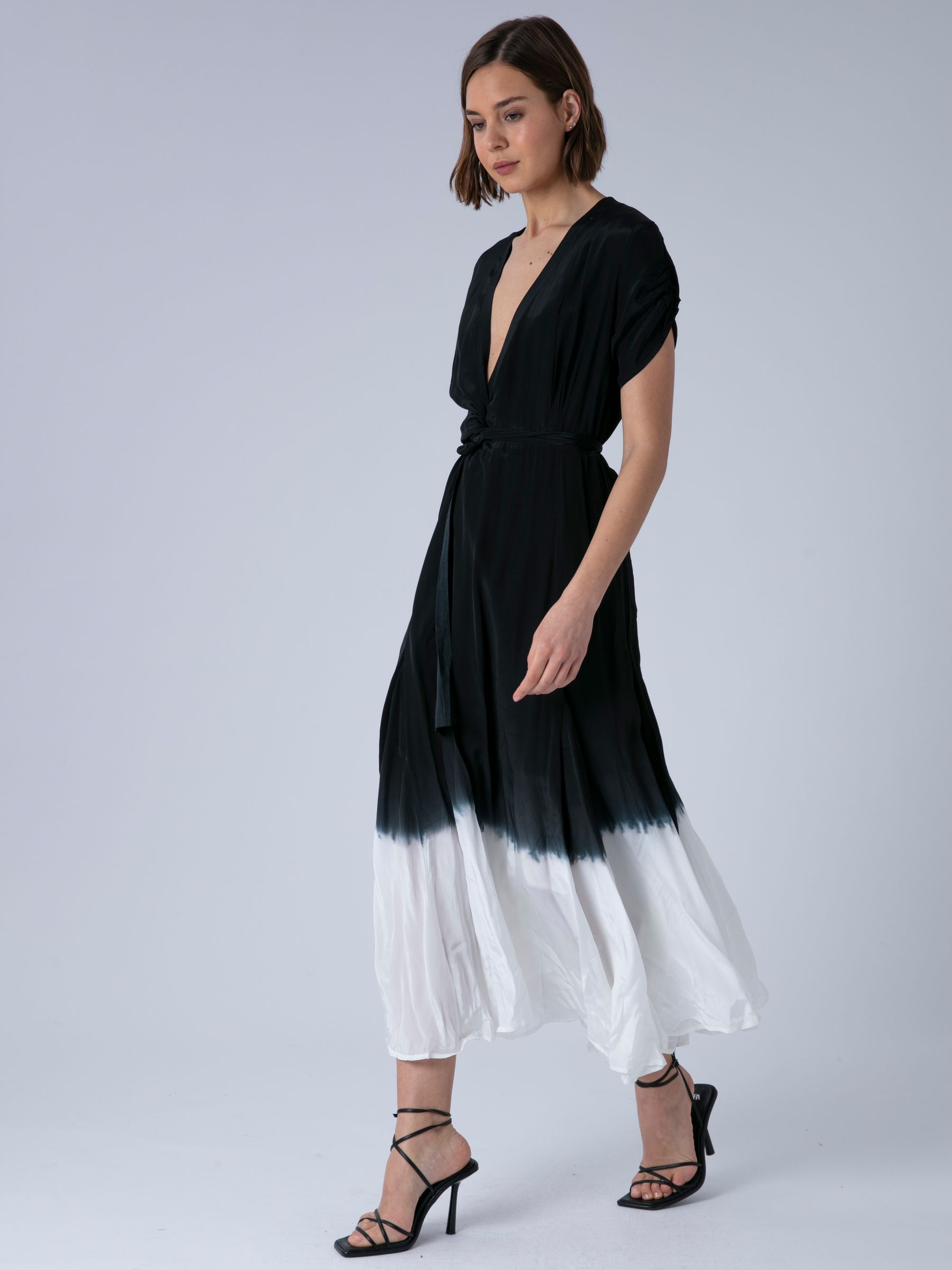 Buy Religion Black Tie Dye Delight Wrap Dress With Full Skirt from the ...