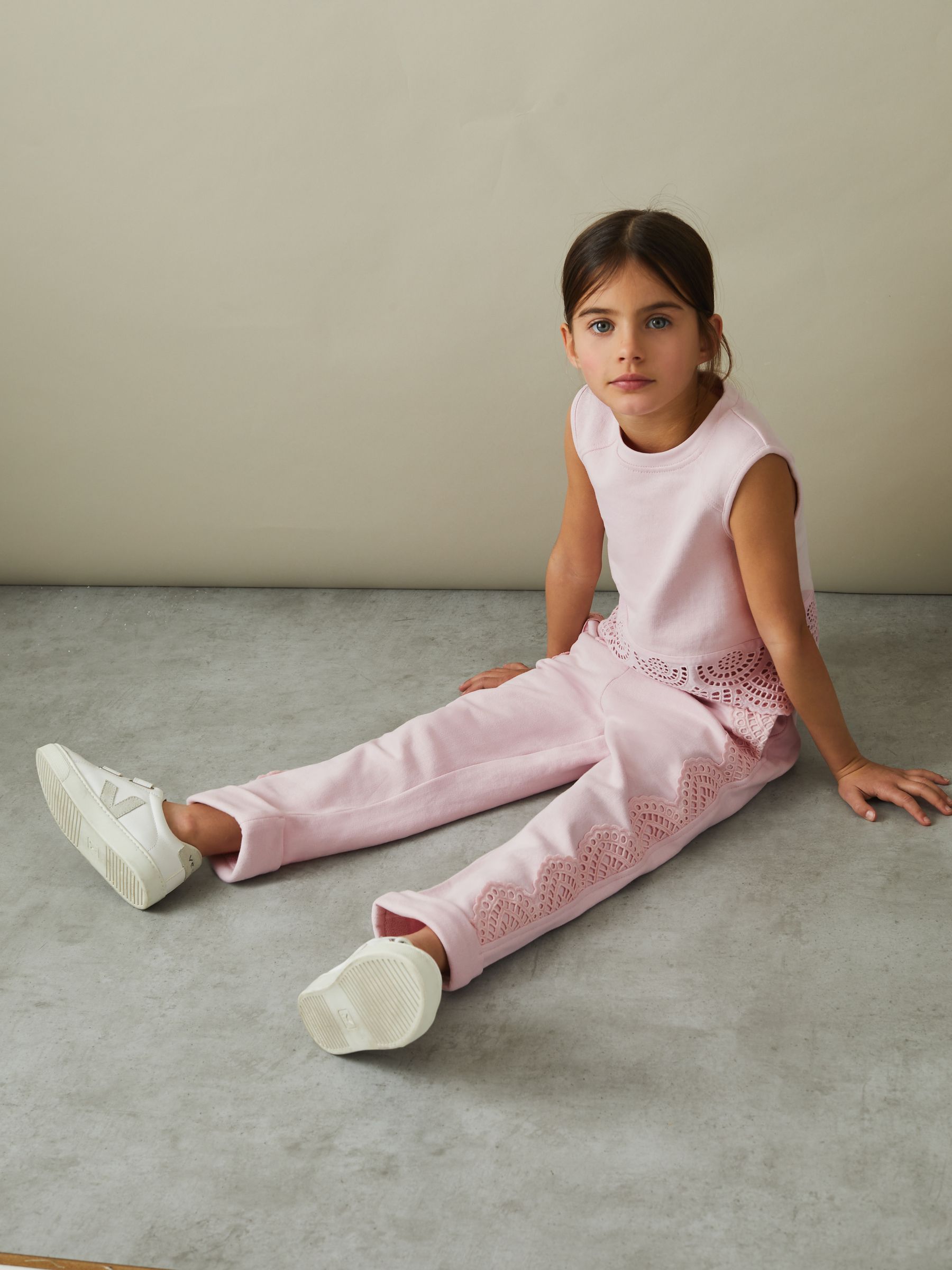 Buy Reiss Pink Sophie 13-14 yrs Cotton Broderie Drawstring Trousers ...