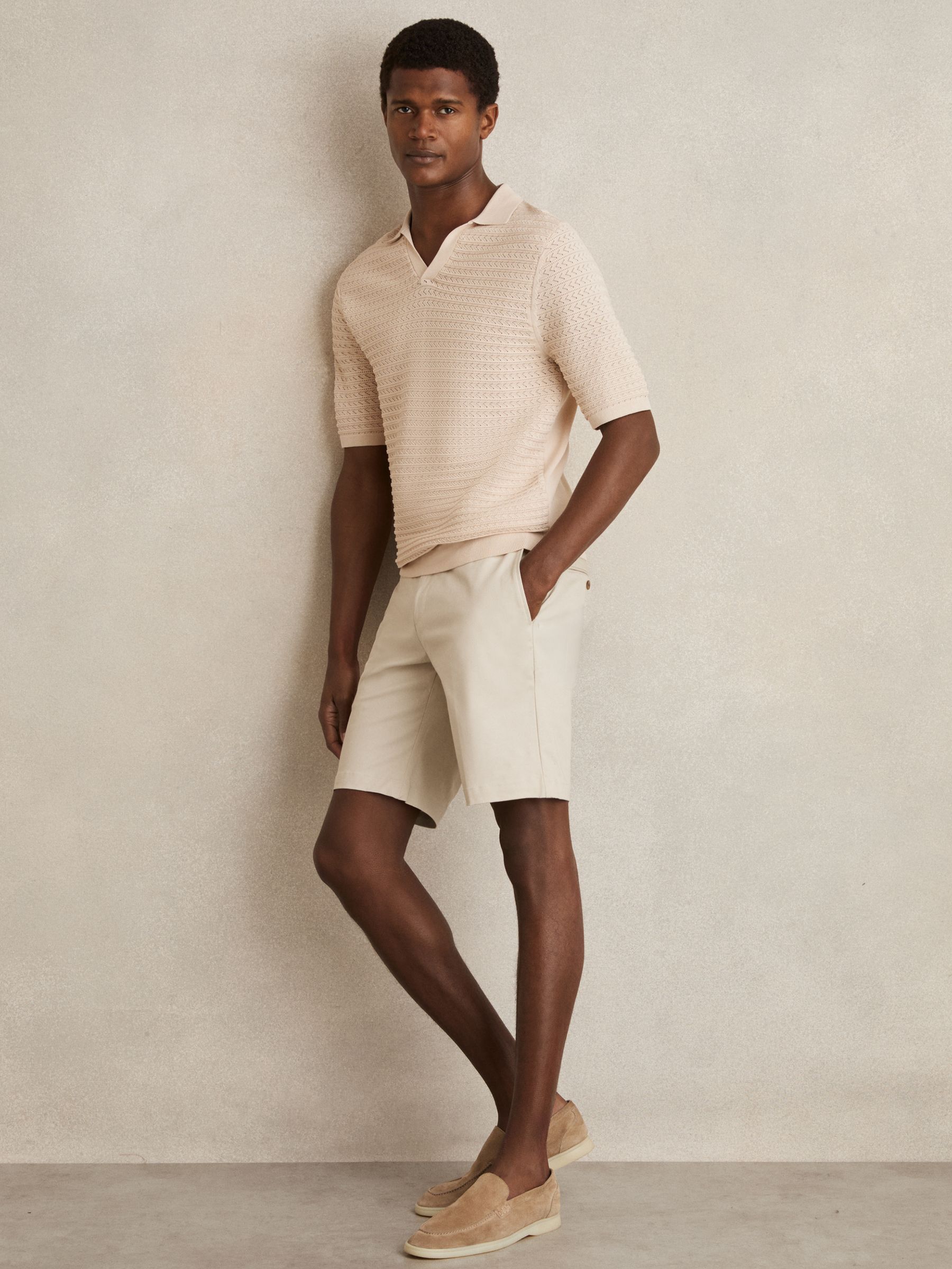 Buy Reiss Stone Oe Sigmund Pointelle Open-Collar Polo Shirt from the ...