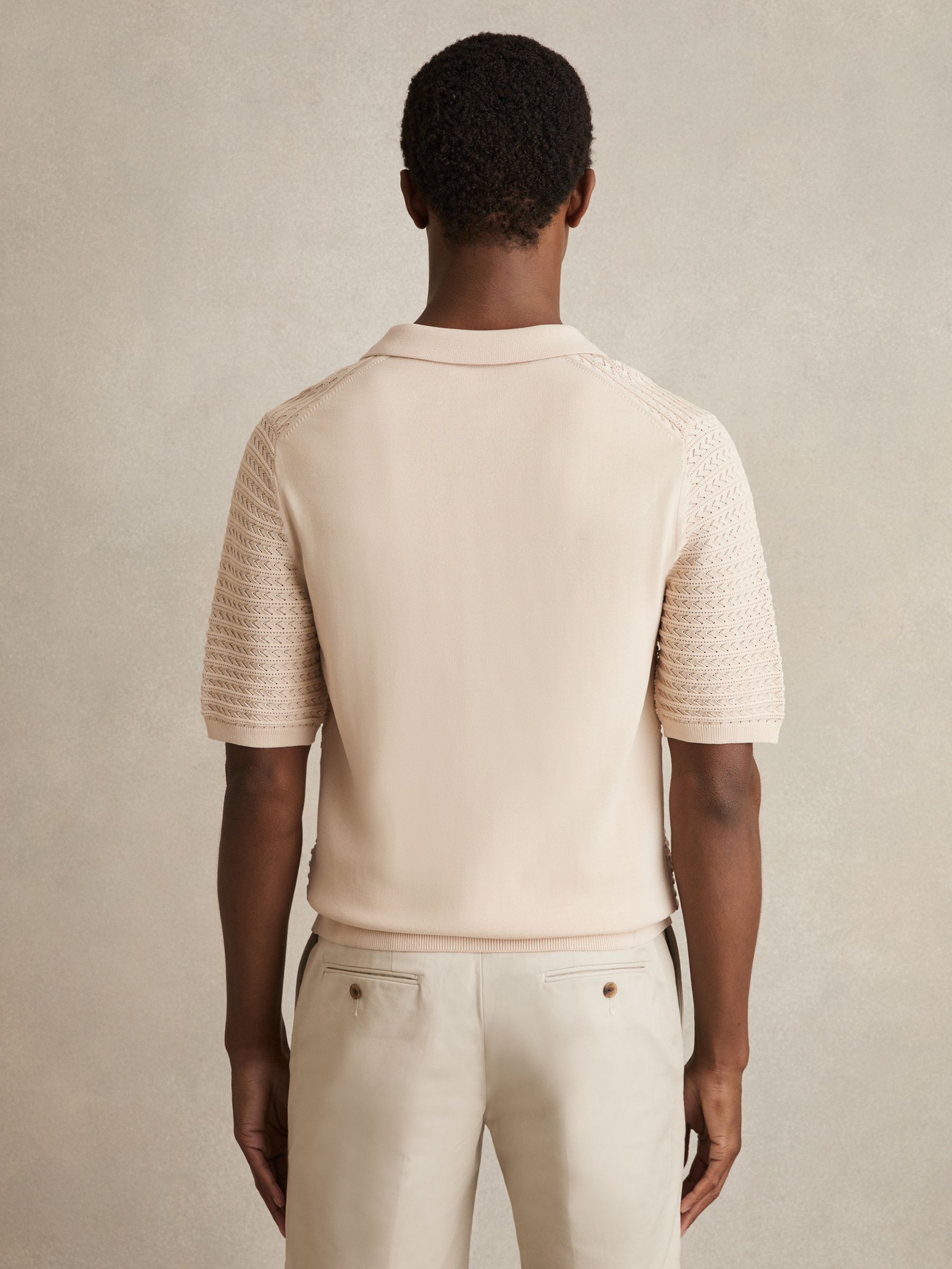 Buy Reiss Stone Oe Sigmund Pointelle Open-Collar Polo Shirt from the ...