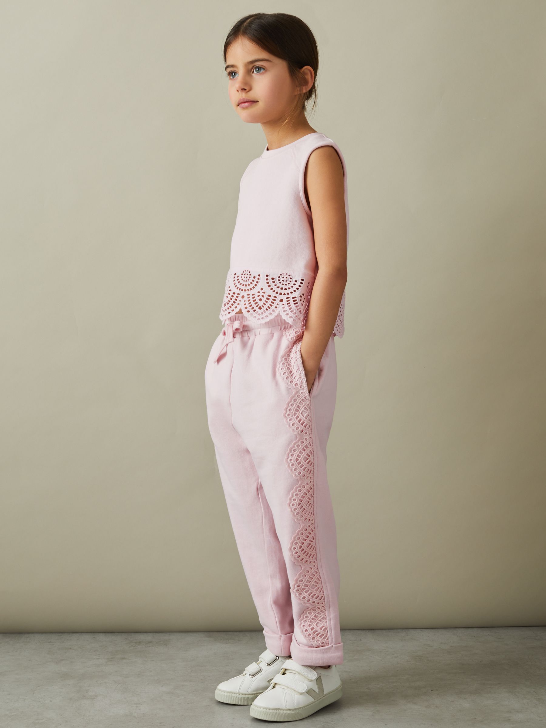 Buy Reiss Pink Sophie 9-13 yrs Cotton Broderie Top Co-Ord from the Next ...