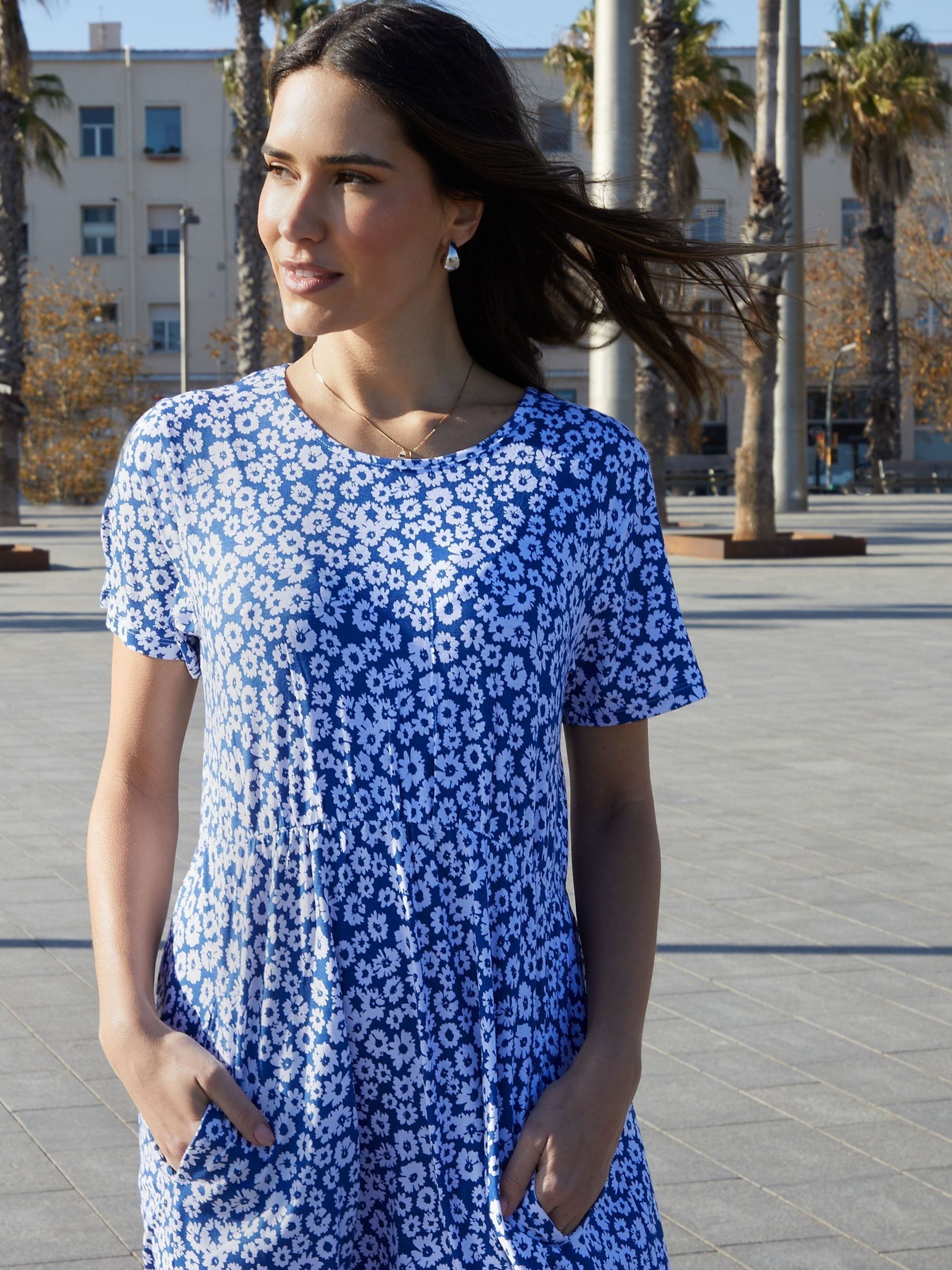 Buy Threadbare Blue 100% Cotton Smock Style Midi Dress from Next Ireland