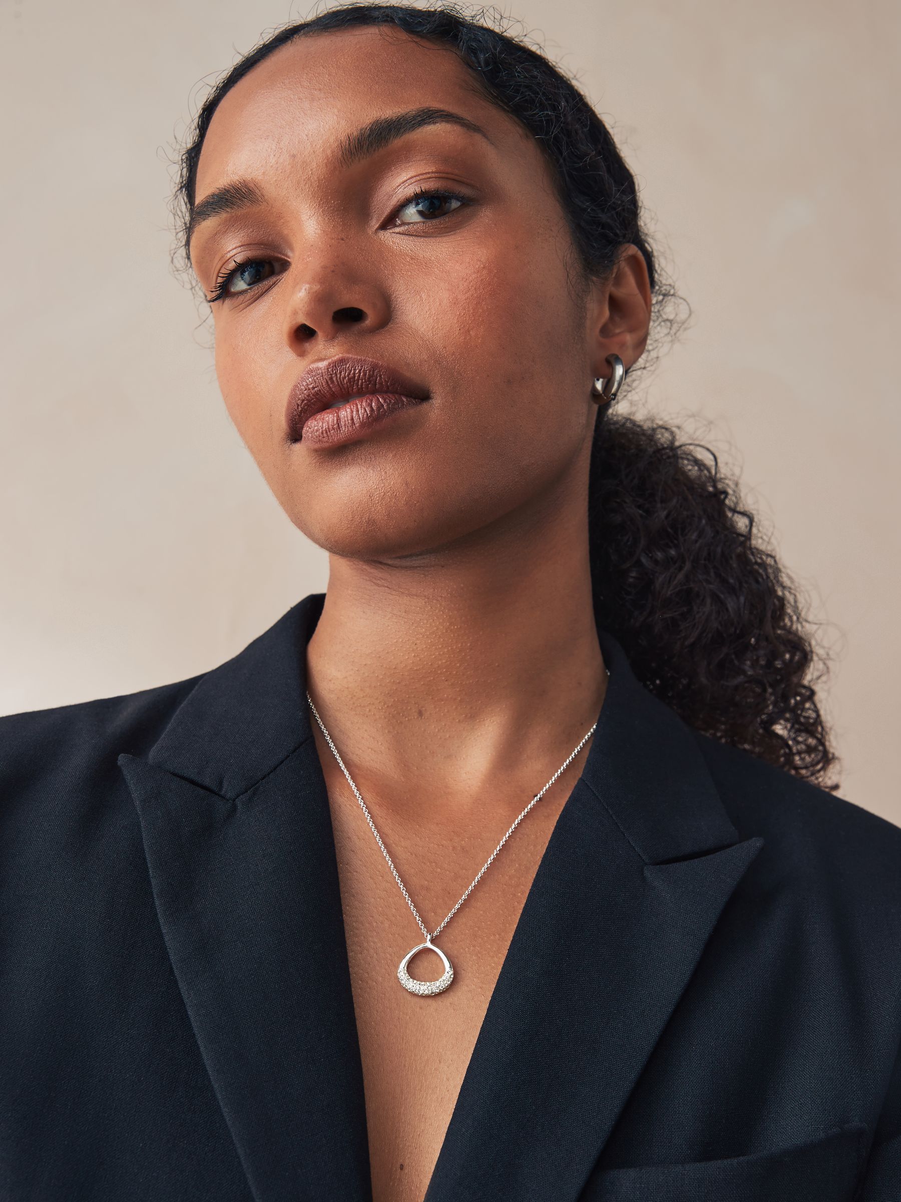 Buy Silver Tone Open Teardrop Necklace from the Next UK online shop