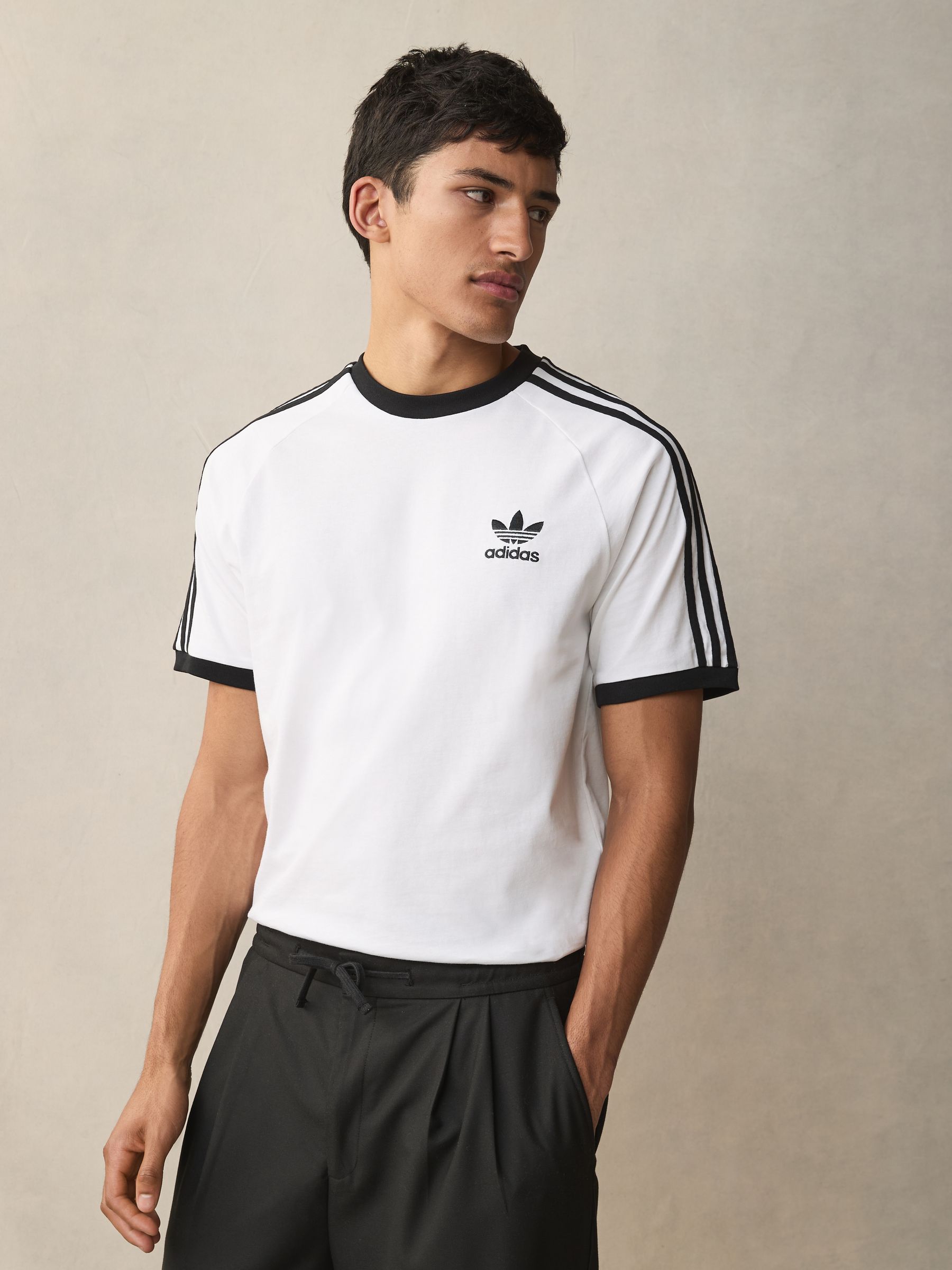 Buy adidas Originals White Adicolor Classics 3-Stripes T-Shirt from the ...