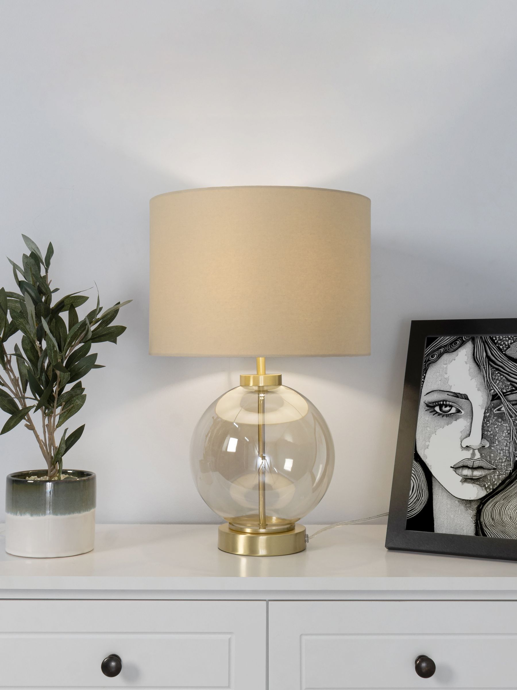 Buy BHS Satin Brass Metro Mini Glass Sphere Table Small Lamp from the ...