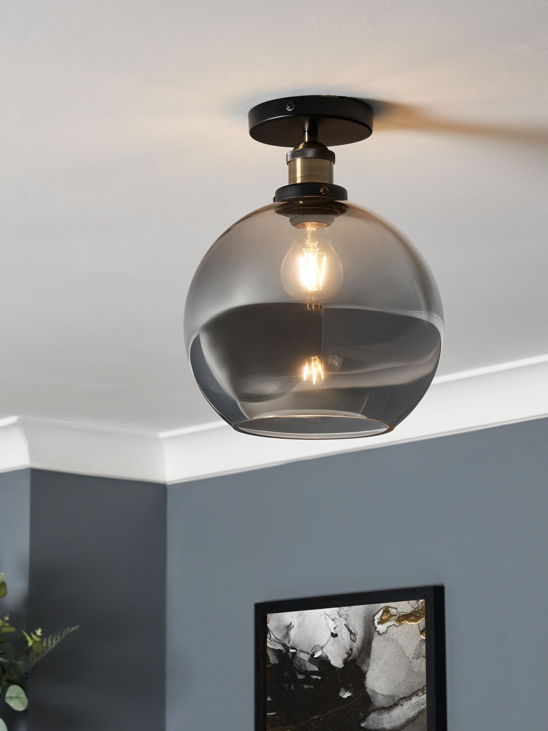 Buy BHS Bronze Carter Industrial Flush Ceiling Fitting Ceiling Light ...