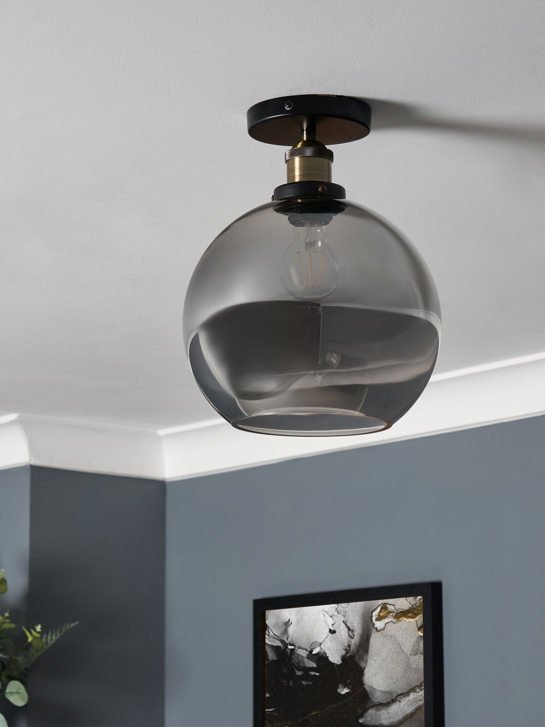 Buy BHS Bronze Carter Industrial Flush Ceiling Fitting Ceiling Light ...