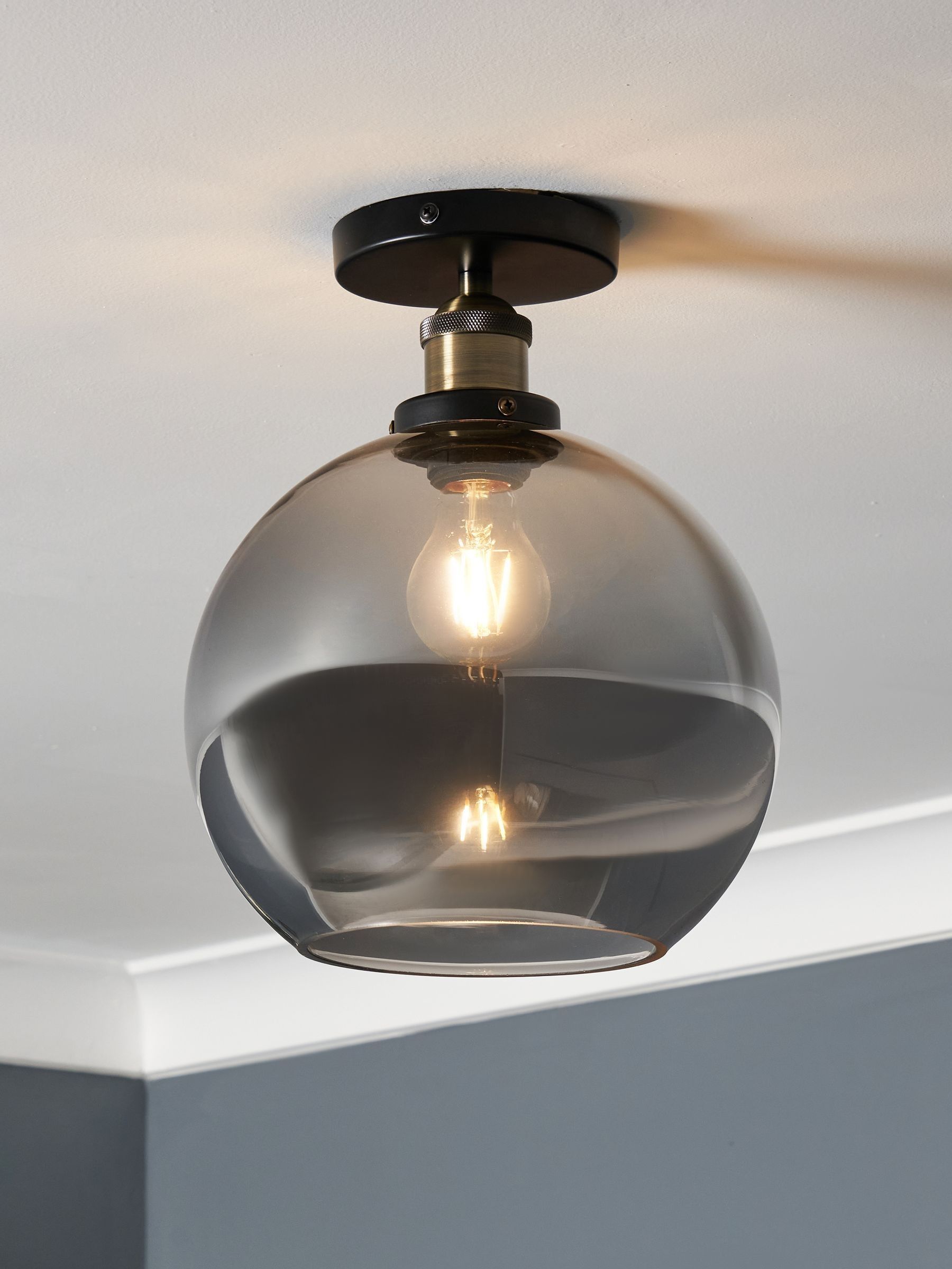 Buy BHS Bronze Carter Industrial Flush Ceiling Fitting Ceiling Light ...