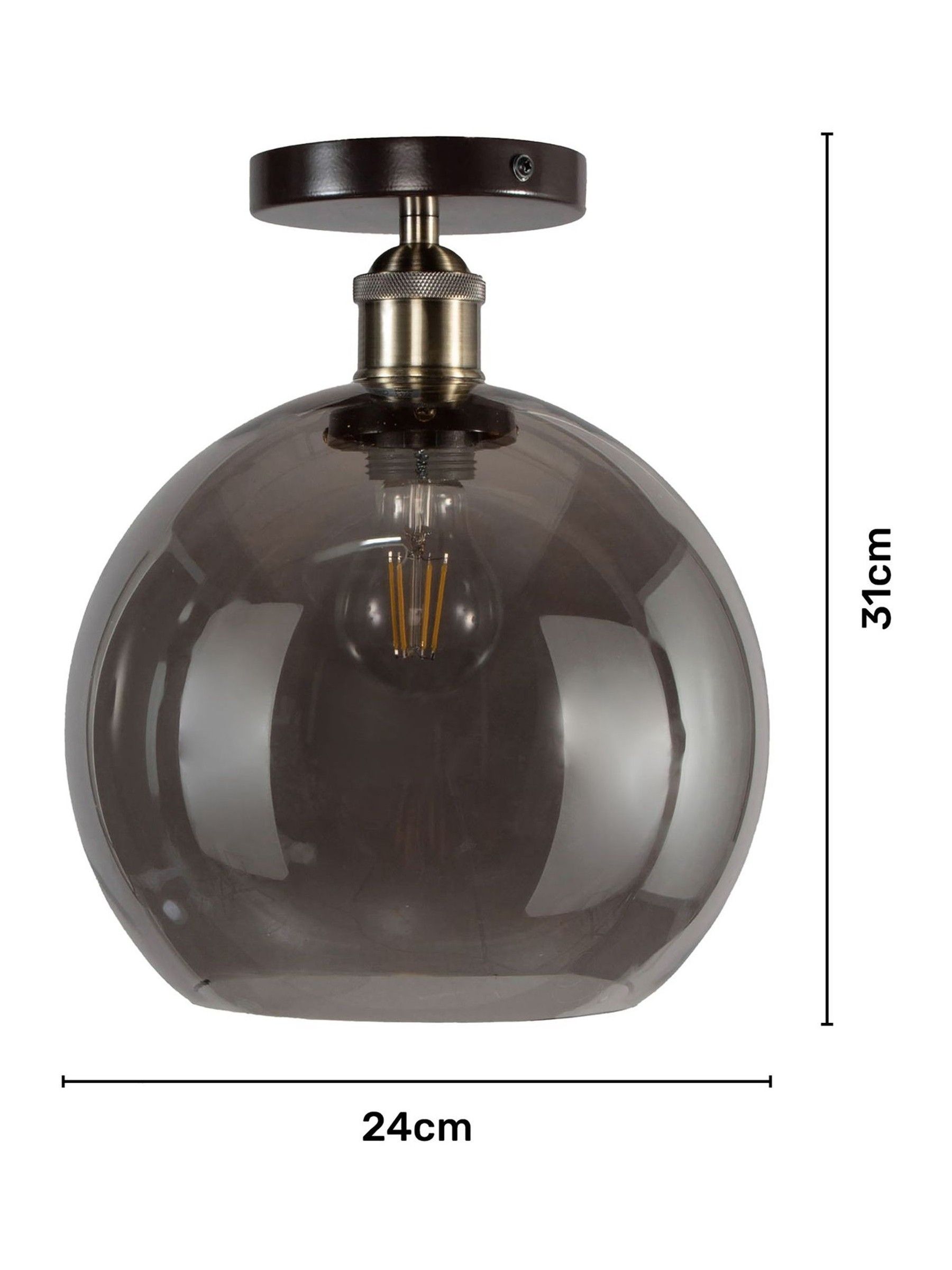 Buy BHS Bronze Carter Industrial Flush Ceiling Fitting Ceiling Light ...
