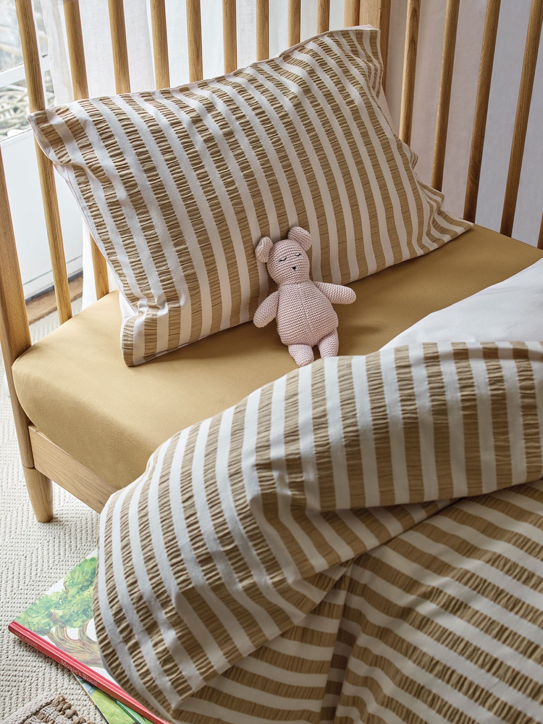 Piglet in Bed Ochre Kids Seersucker 100 Cotton Bedding Set