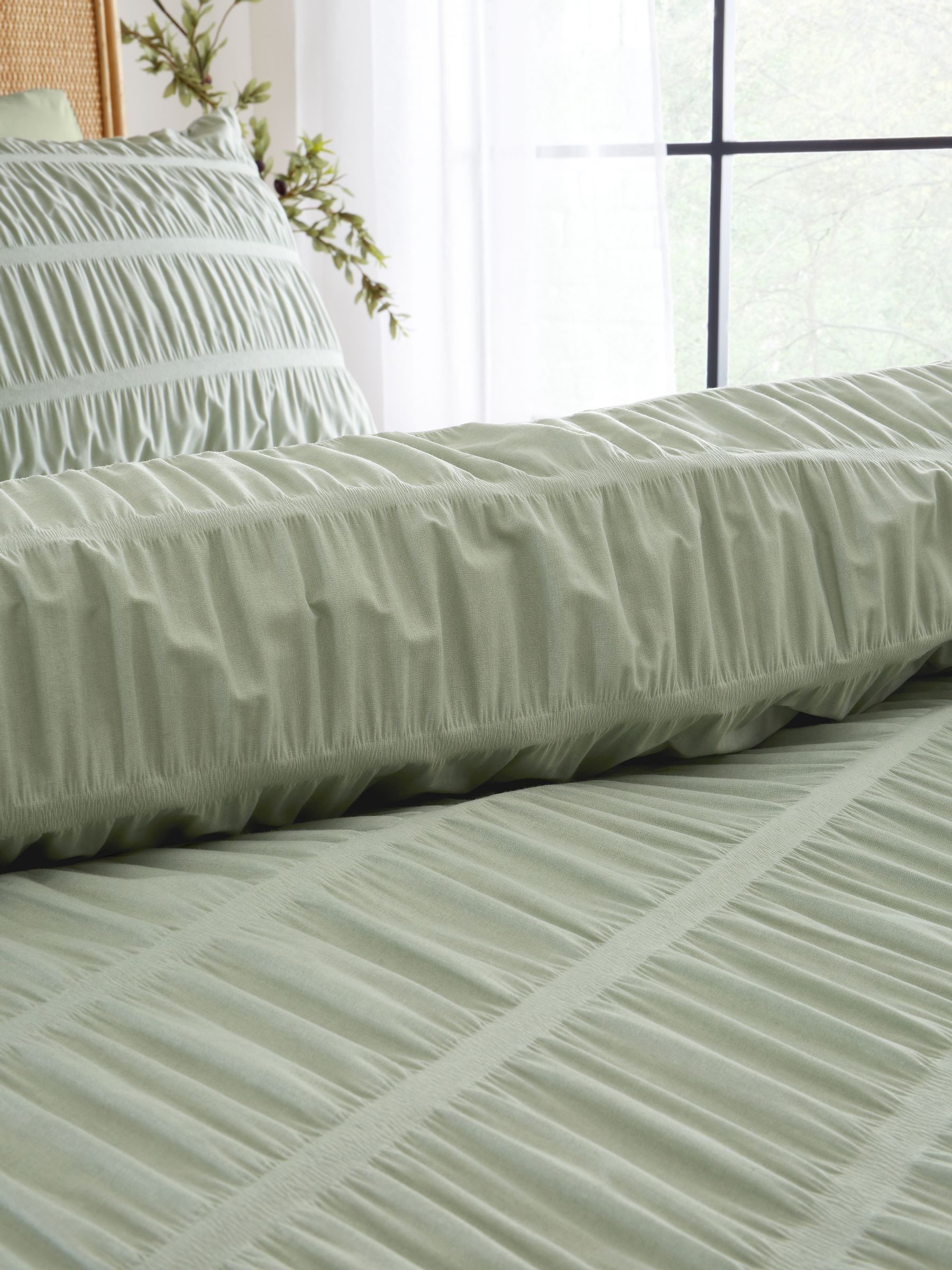 Buy Catherine Lansfield Sage Green Seersucker Easy Care Duvet Cover Set from Next USA