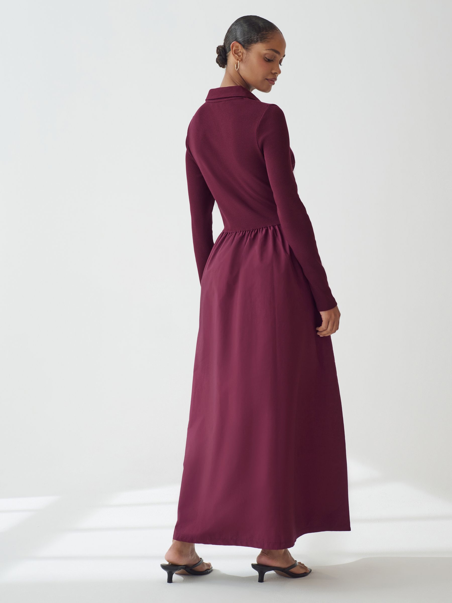 Buy Oxblood Red Long Sleeve Collared Zip Neck 100% Cotton Buy Oxblood Red Long Sleeve Collared Zip Neck 100% Cotton