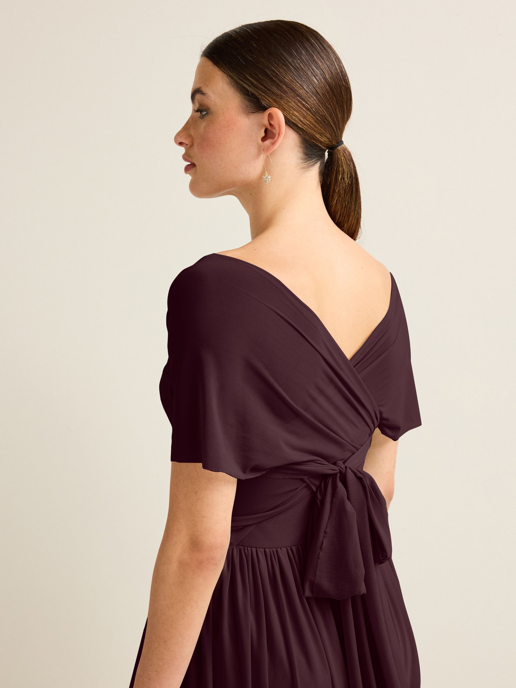 Buy Plum Purple Mesh Multiway Wedding Guest Bridesmaid Maxi Dress from ...