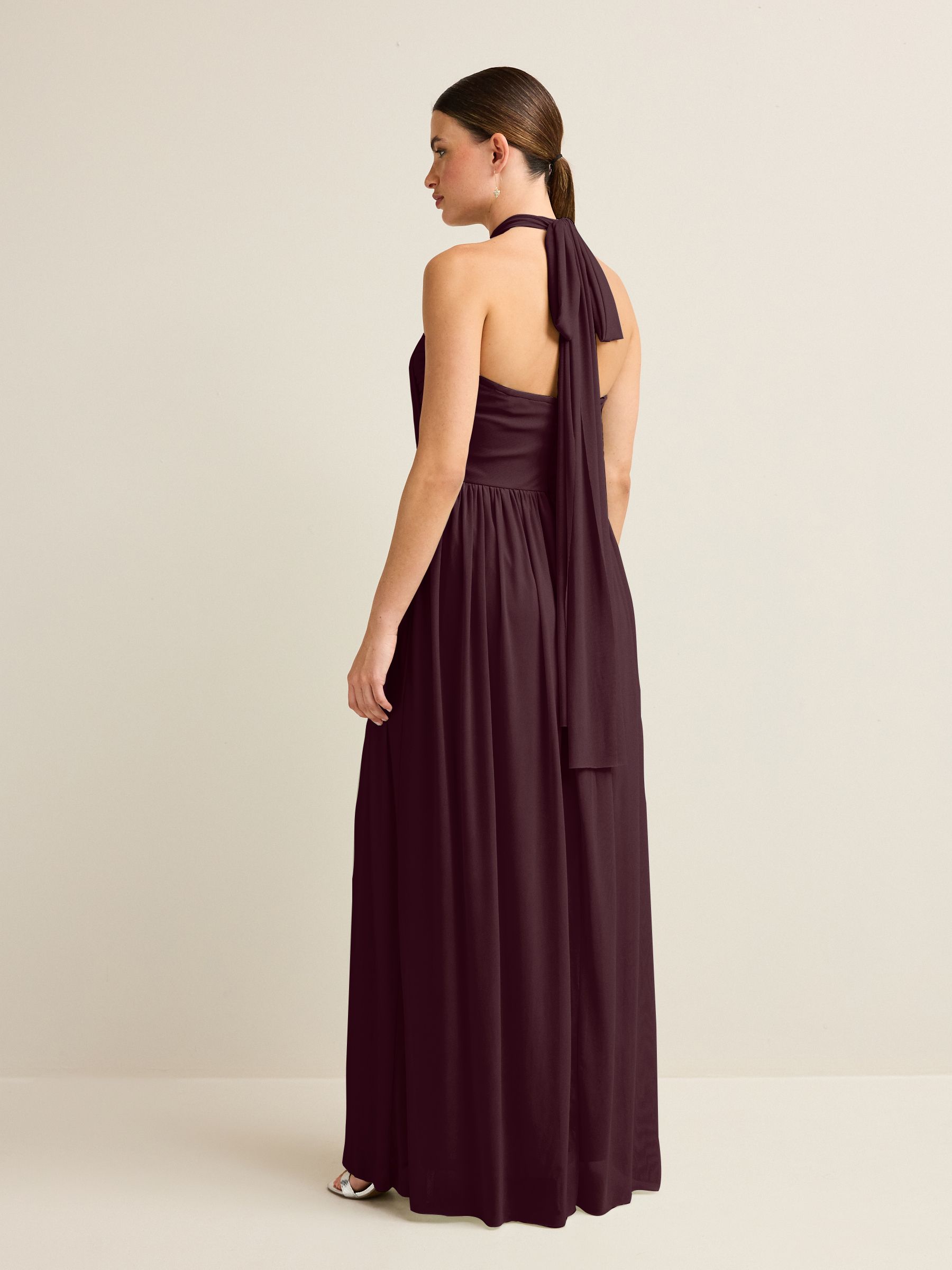 Buy Plum Purple Mesh Multiway Wedding Guest Bridesmaid Maxi Dress from ...