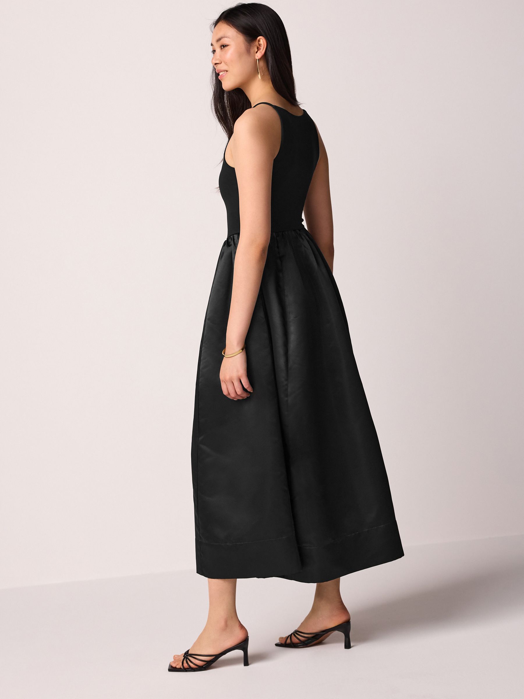 Buy Black Satin And Jersey Racer Occasion Midi Dress from the Next UK ...