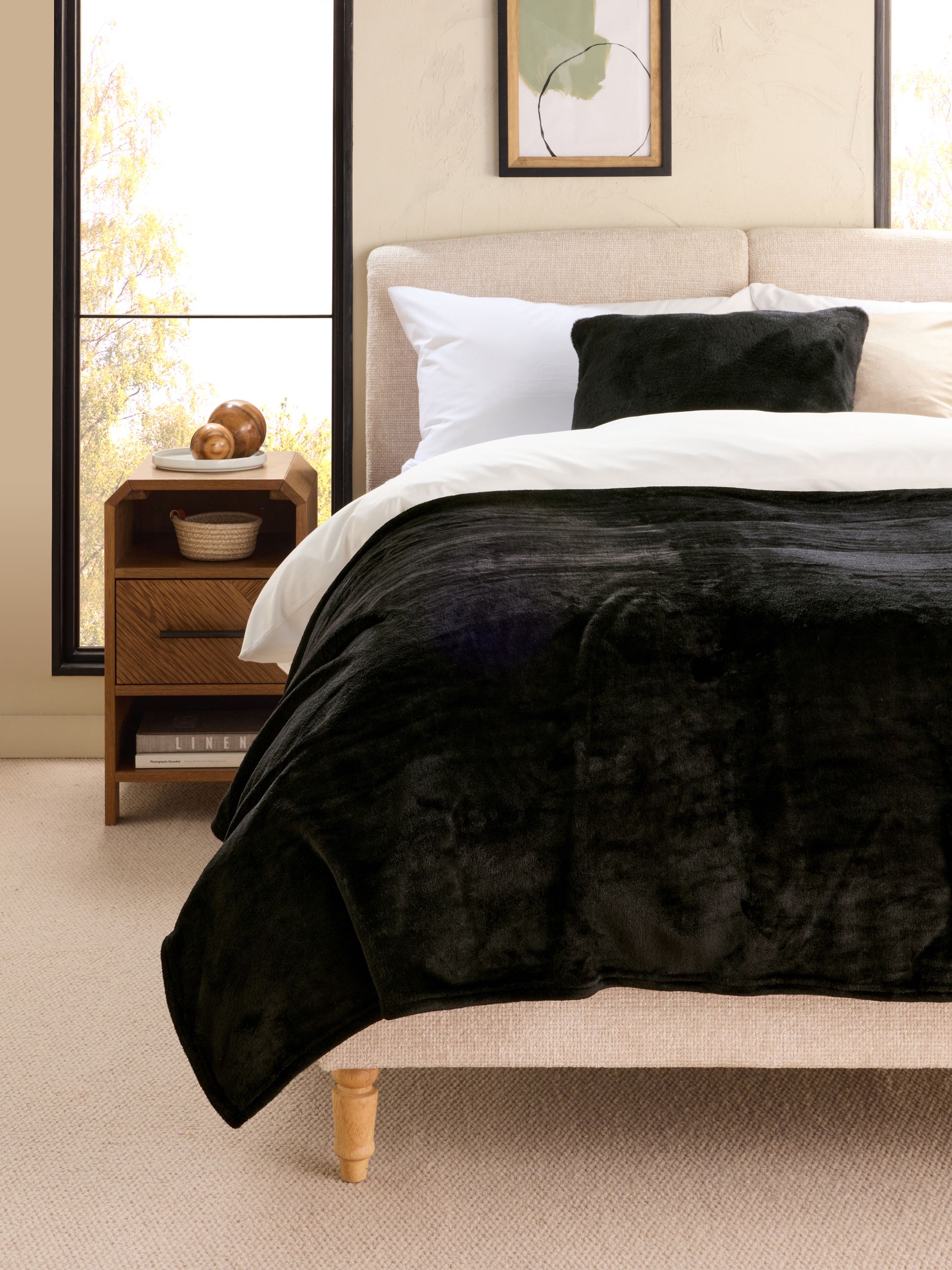 Buy Black Plush Fleece Throw from the Next UK online shop
