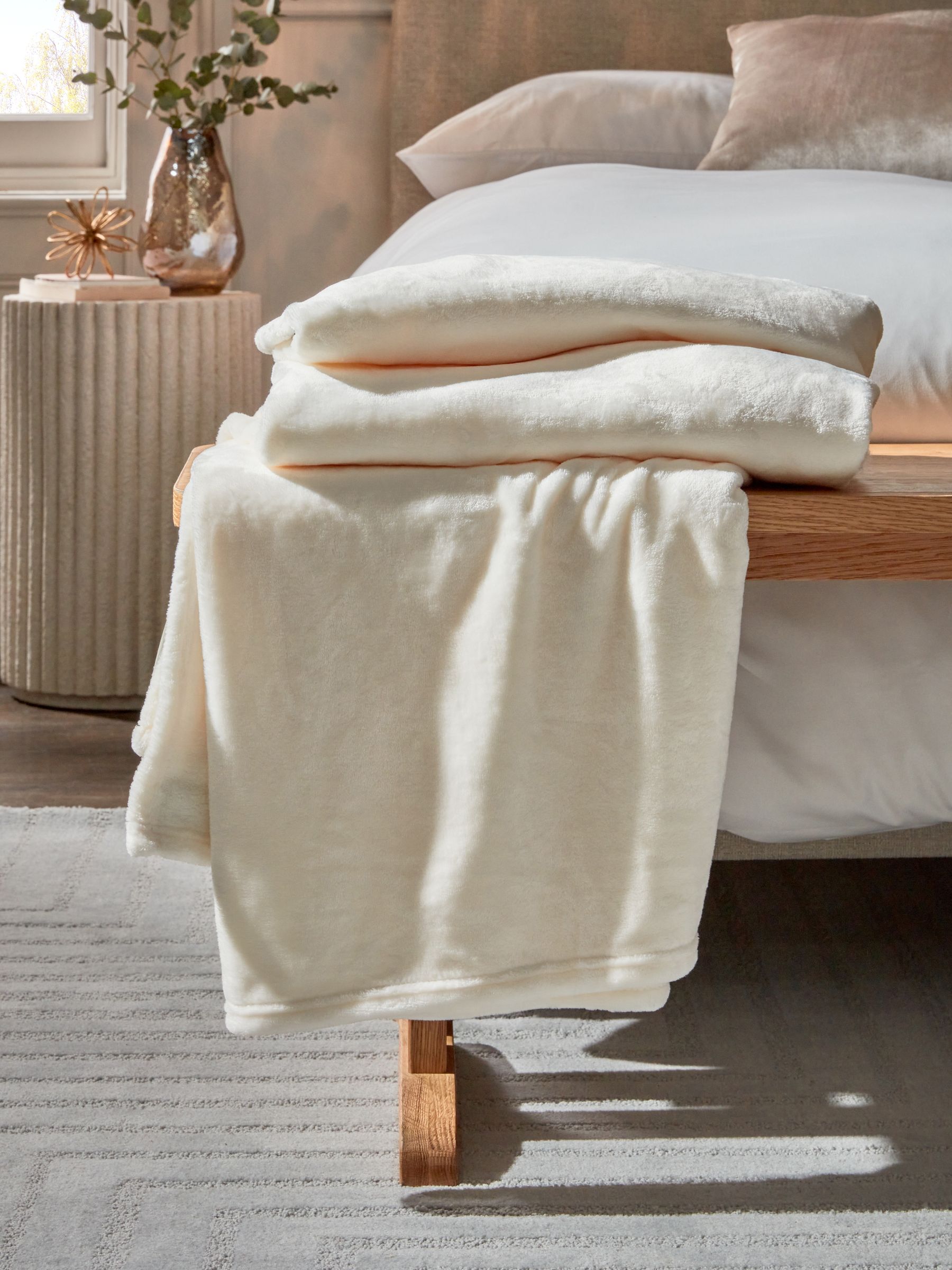Buy Ivory Plush Fleece Throw from the Next UK online shop