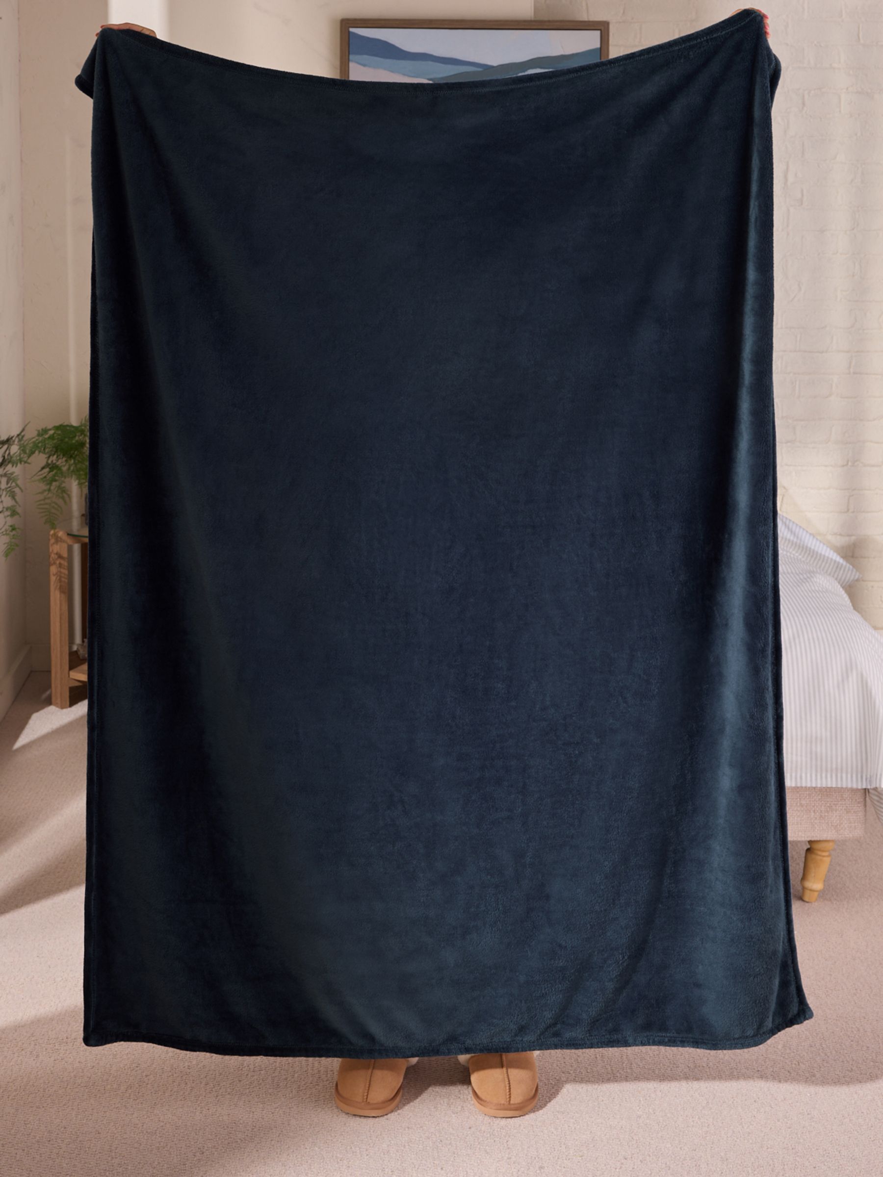 Buy Navy Plush Fleece Throws from the Next UK online shop