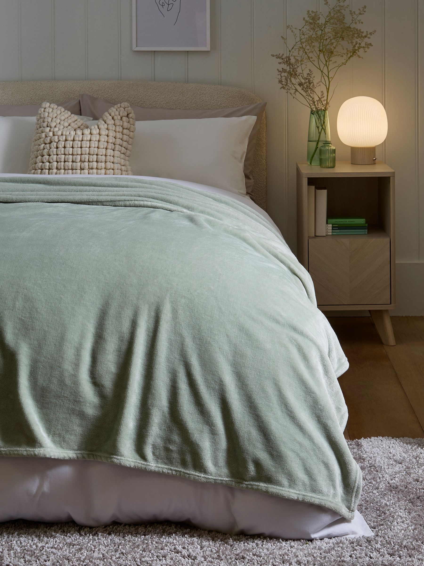Buy Sage Green Plush Fleece Throw from the Next UK online shop