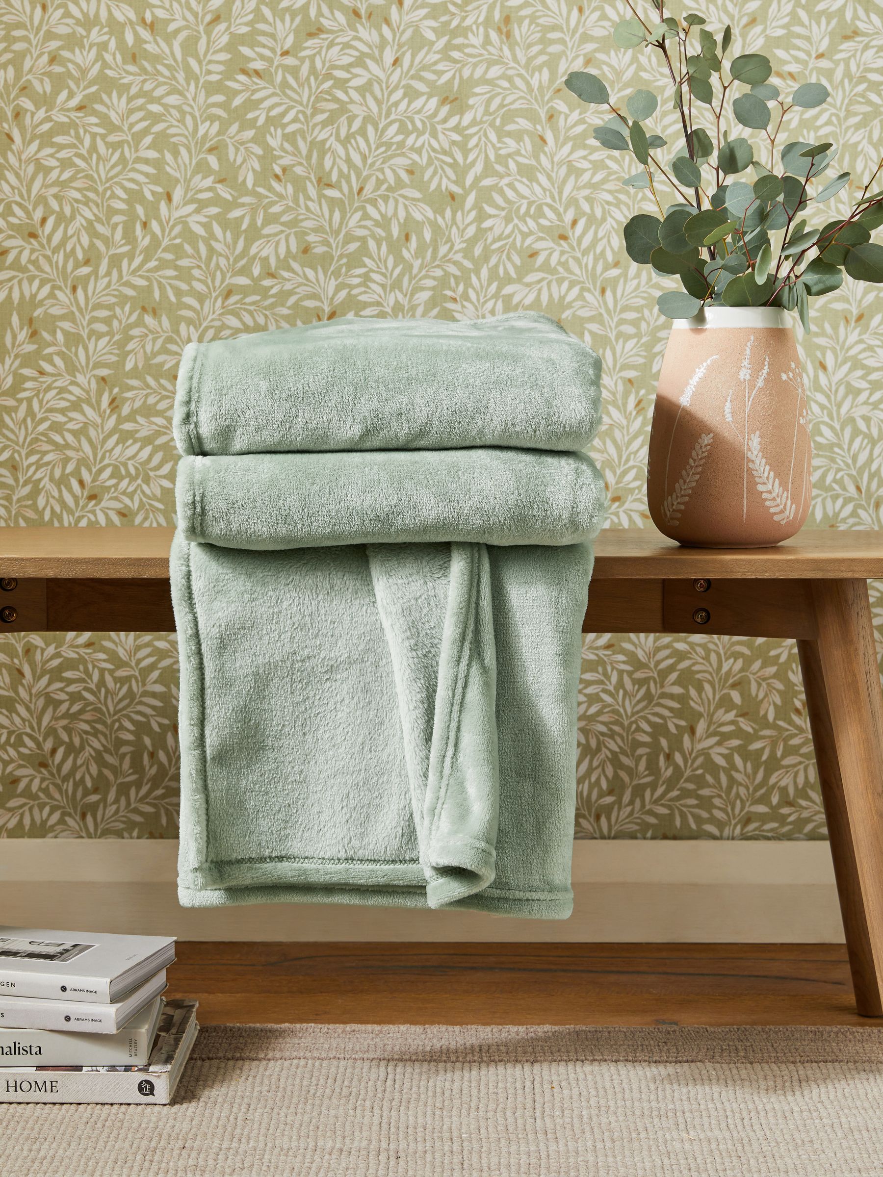 Buy Sage Green Plush Fleece Throw from the Next UK online shop