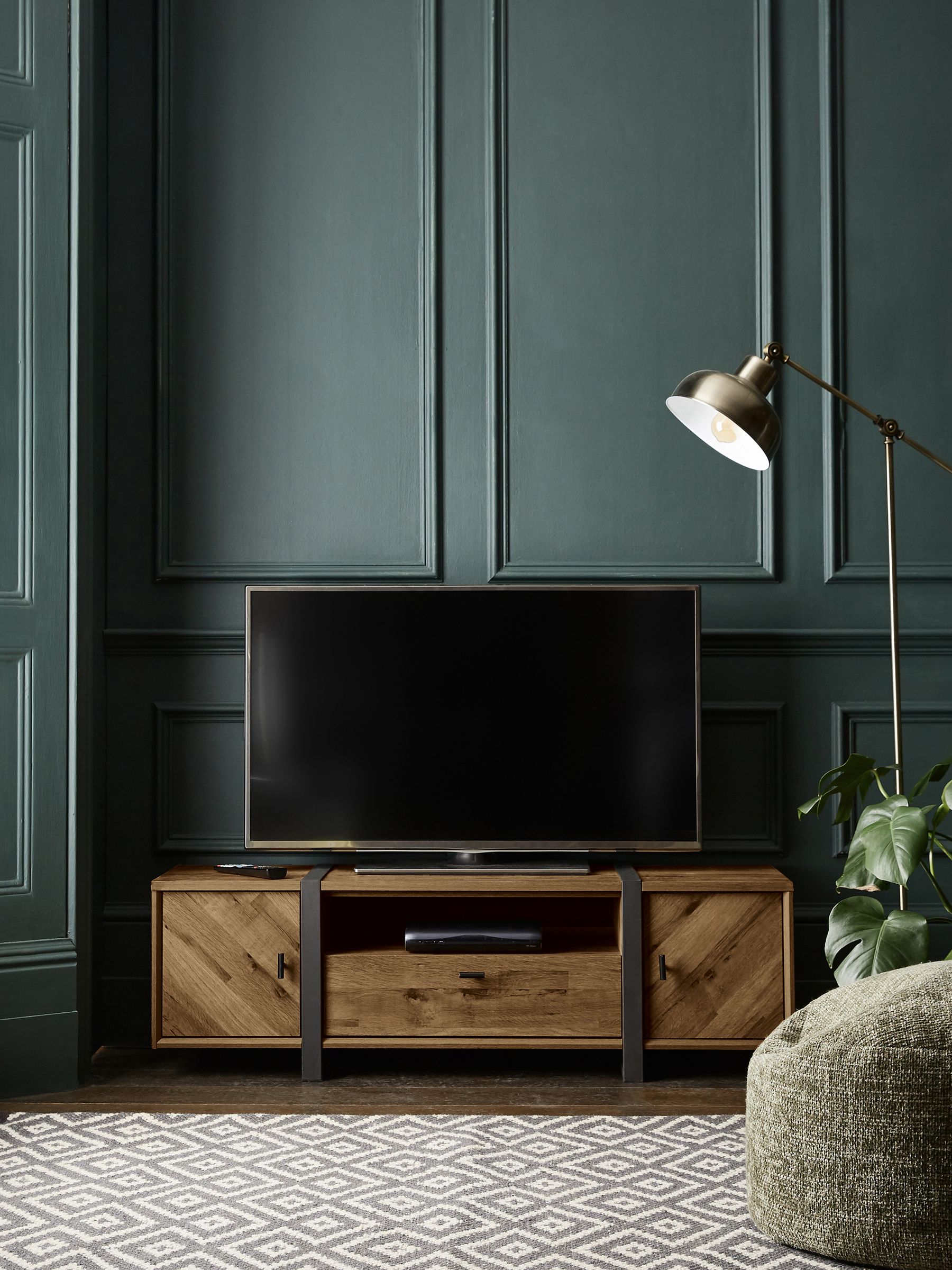 Buy Dark Bronx Chevron Oak Effect Up to 55 inch Slim TV Unit from the ...