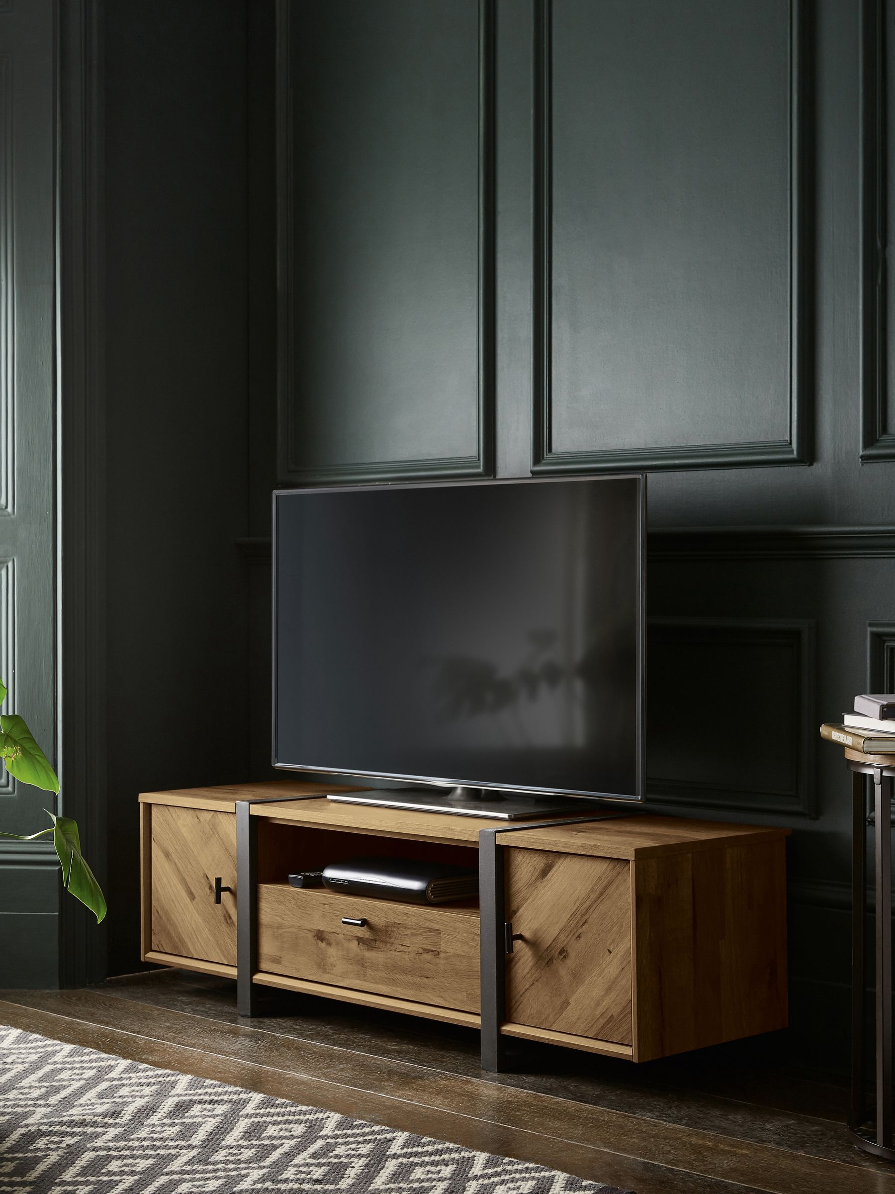 Buy Dark Bronx Chevron Oak Effect Up to 55 inch Slim TV Unit from the ...