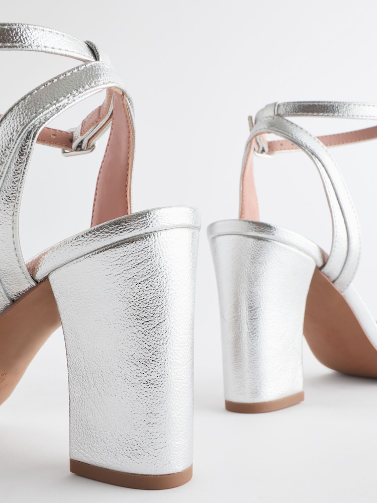 comfortable heels silver