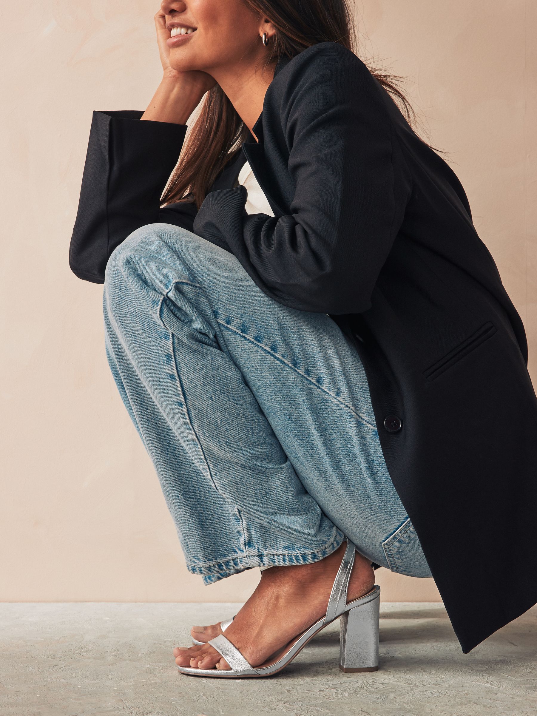 Buy Silver Standard/Wide Fit Block Heel Sandals from Next United Arab ...