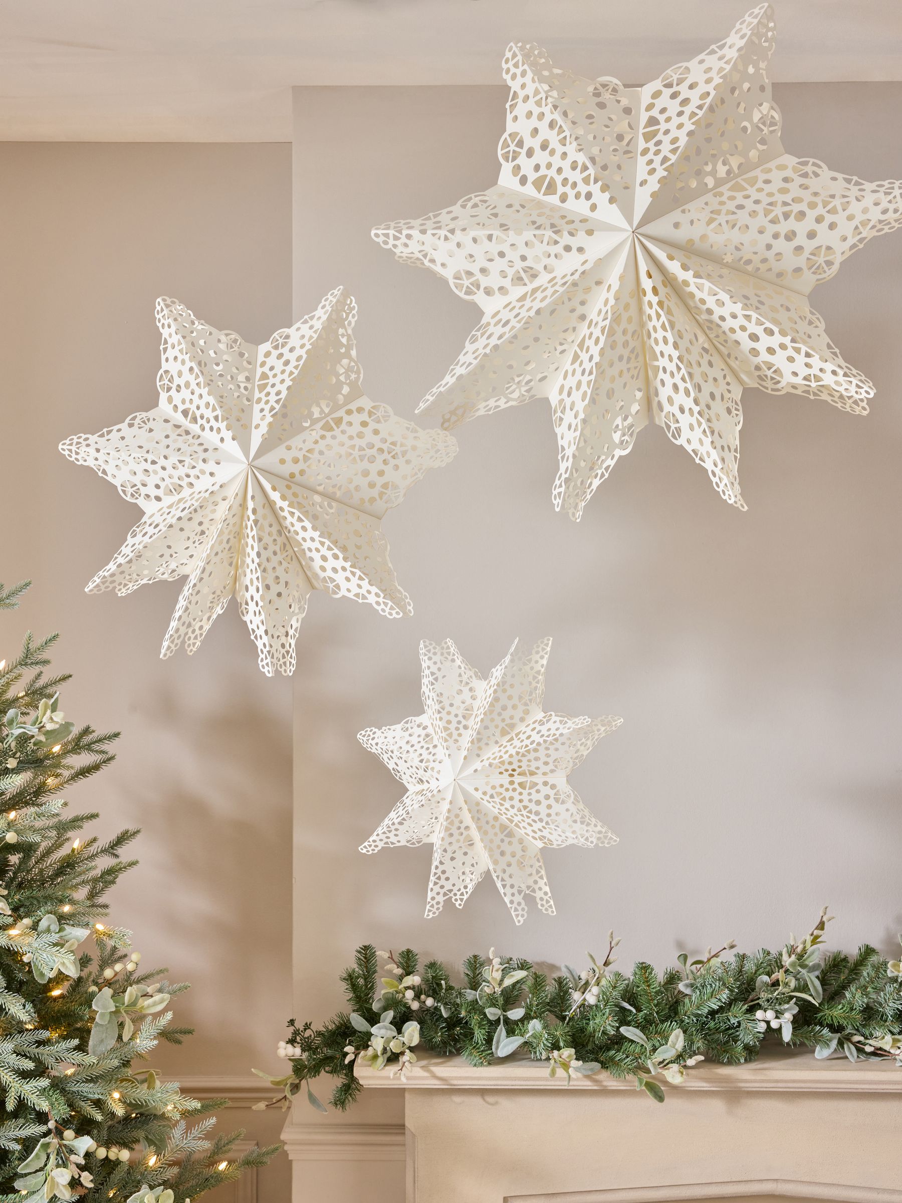 Buy Set of 3 White Snowflake Paper Decorations from the Next UK online shop