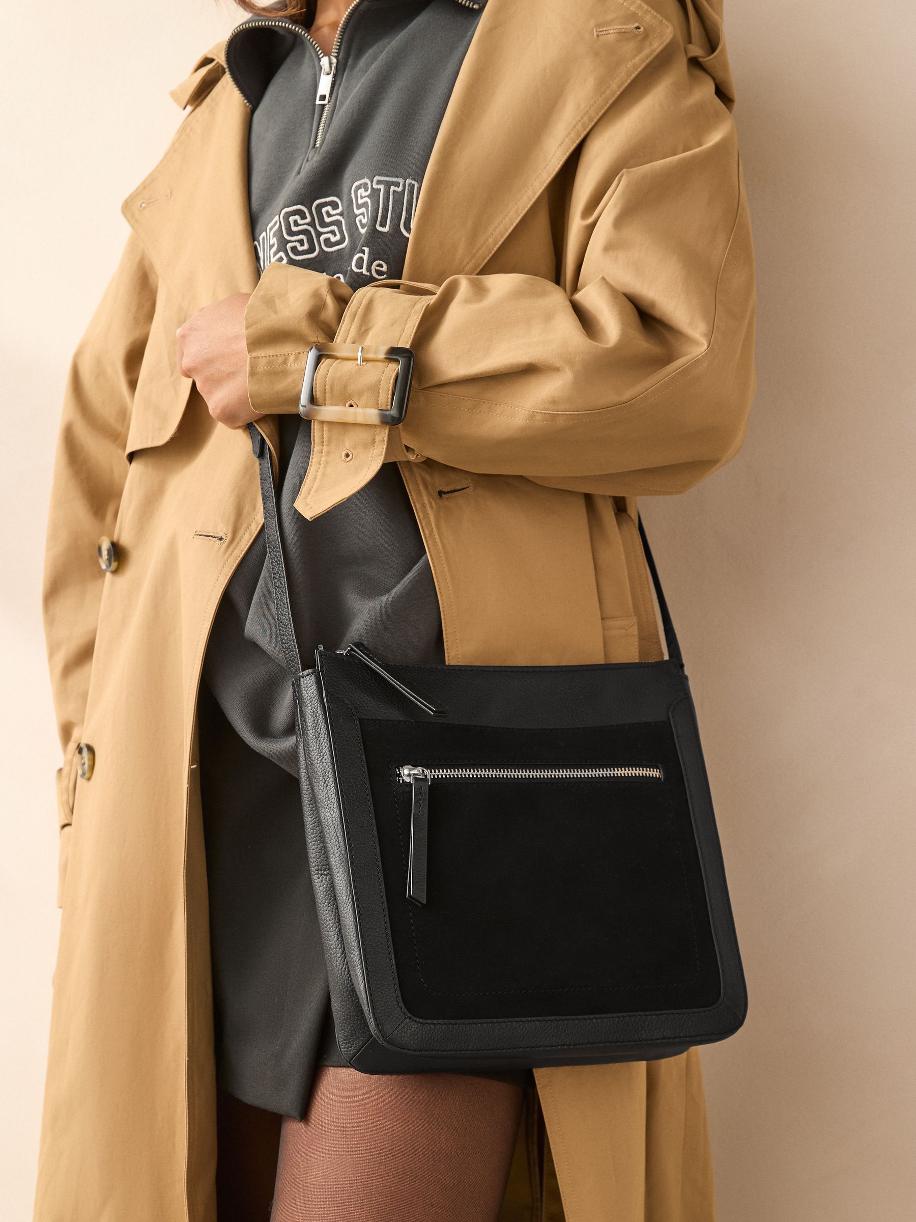 Buy Black Leather Pocket Messenger Bag from the Next UK online shop