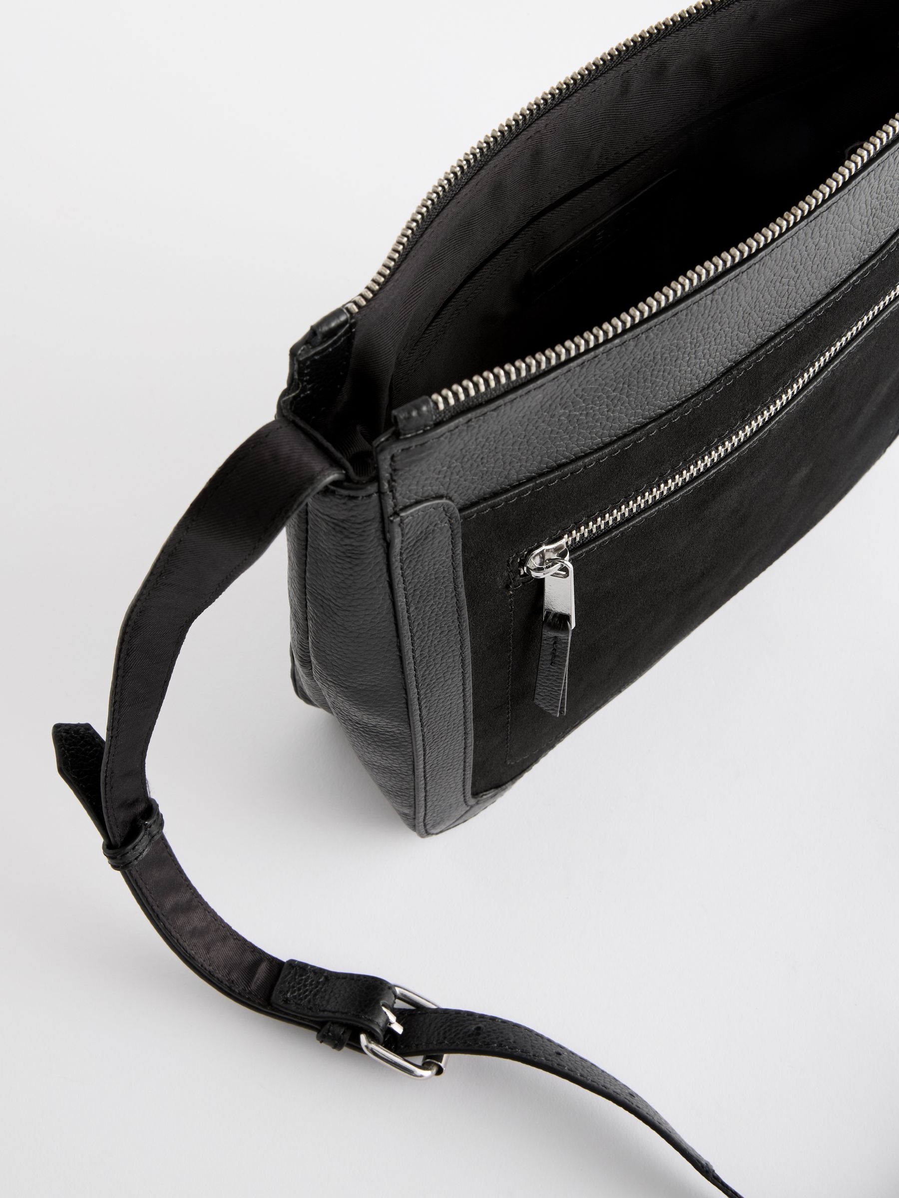 Buy Black Leather Pocket Messenger Bag from the Next UK online shop