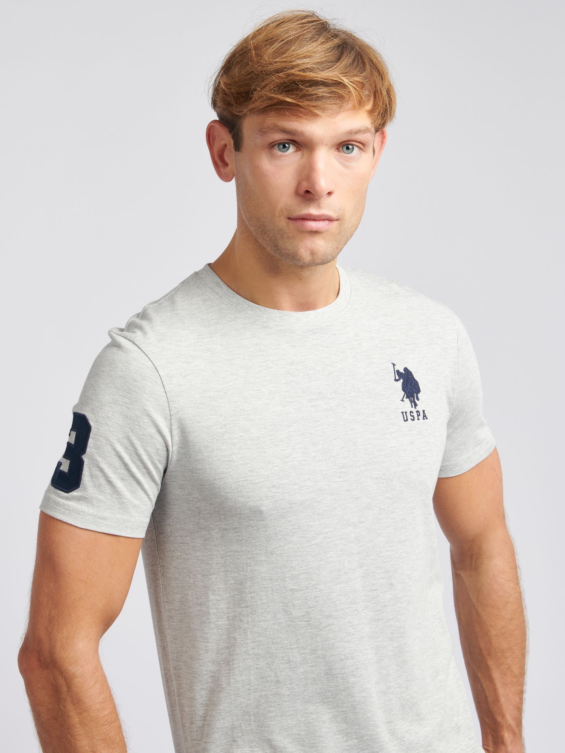 Buy U.S. Polo Assn. Grey Regular Fit Mens 100% Cotton Player 3 T-Shirt ...