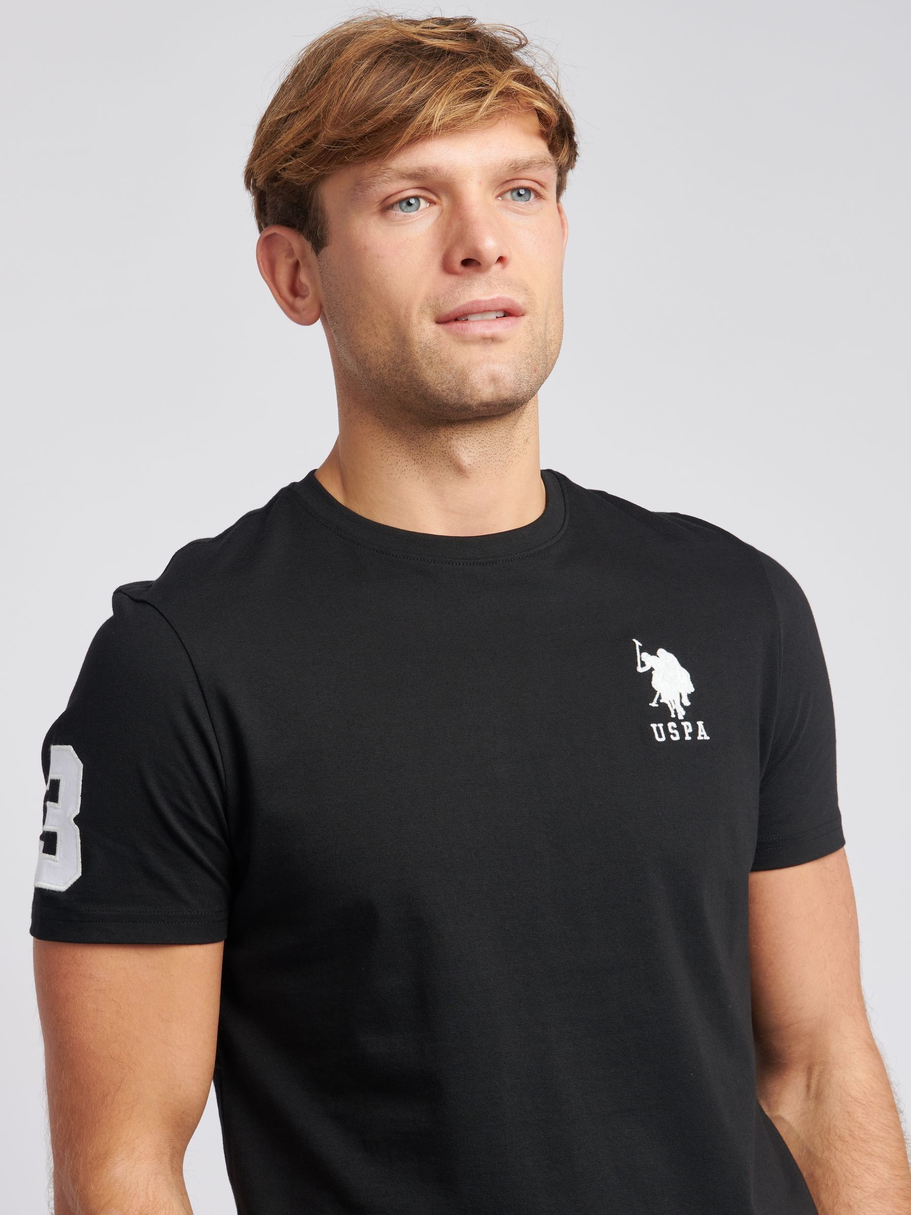 Buy U.S. Polo Assn. Black Regular Fit Mens 100% Cotton Player 3 T-Shirt ...