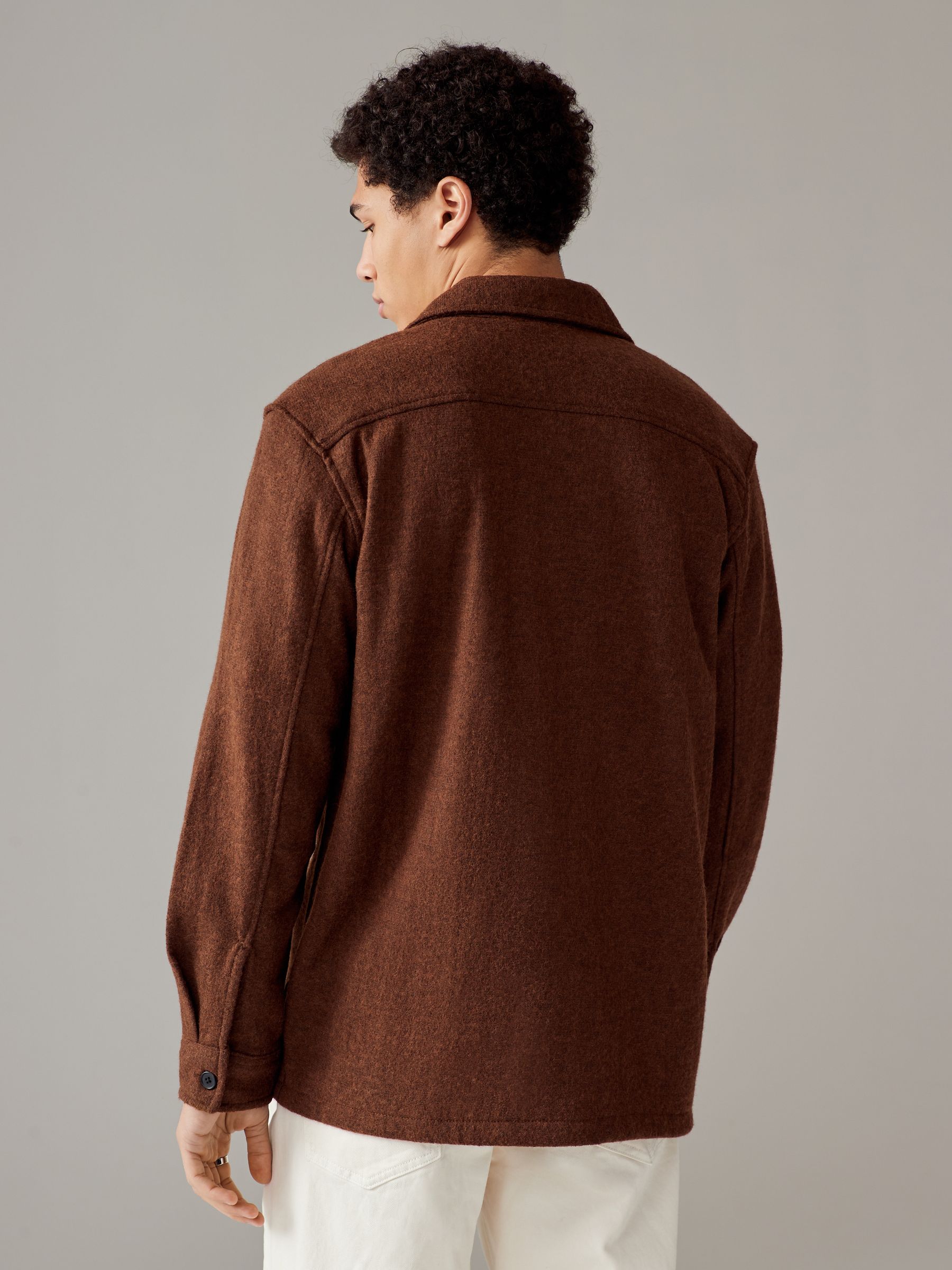 Buy Stone Textured Bouclé Shacket With Wool from the Next UK online shop