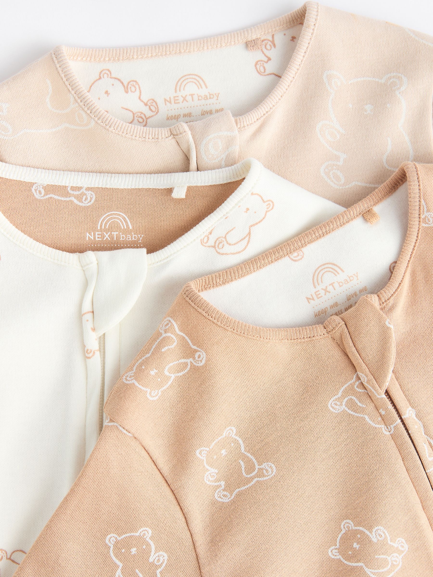 Buy Neutral Baby Bear 100% Cotton Sleepsuits 3 Pack (0-2yrs) from the ...