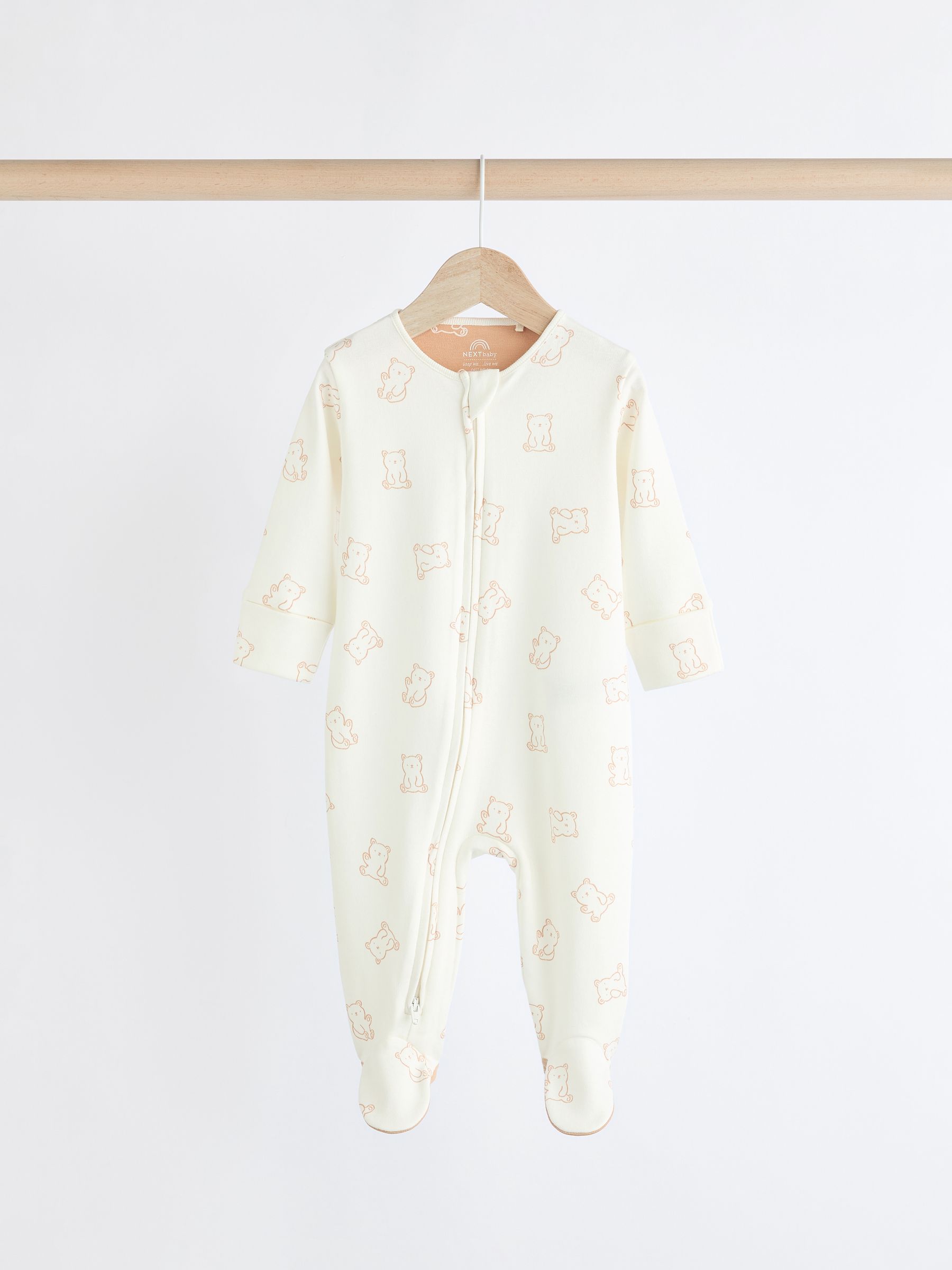 Buy Neutral Baby Bear 100% Cotton Sleepsuits 3 Pack (0-2yrs) from the ...