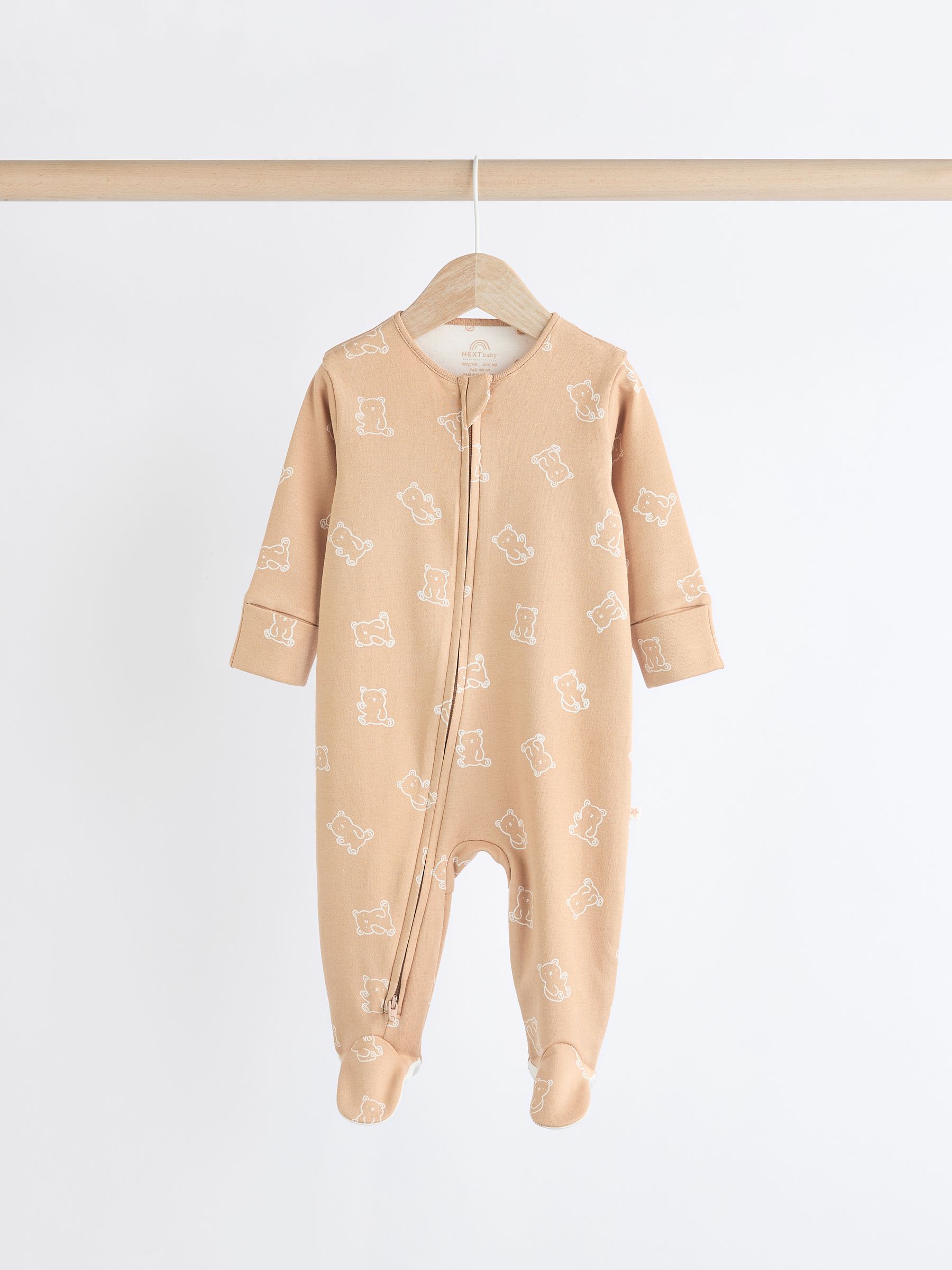 Buy Neutral Baby Bear 100% Cotton Sleepsuits 3 Pack (0-2yrs) from the ...