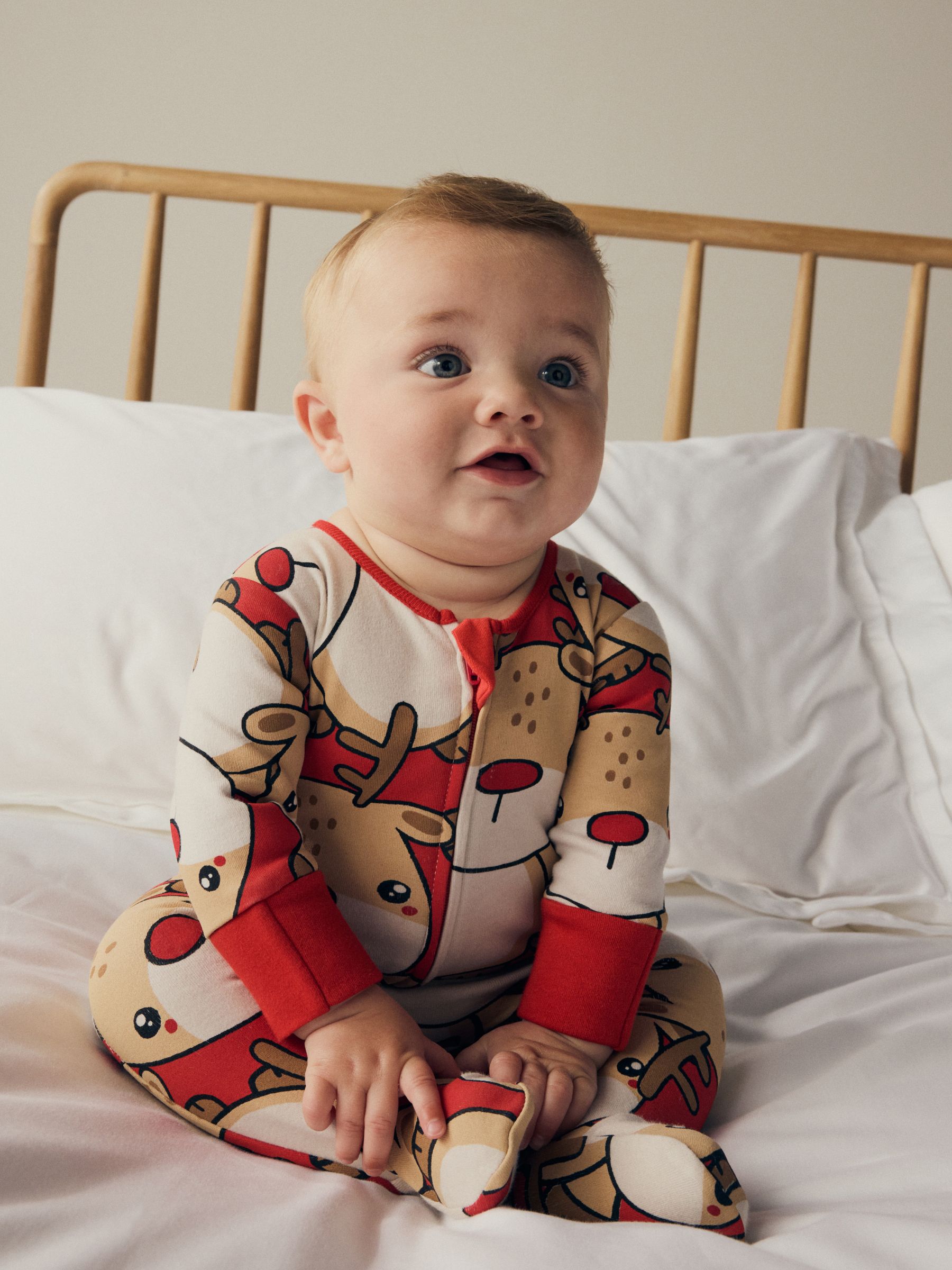 Buy Red Baby Christmas Character Printed 100% Cotton Sleepsuit (0mths ...