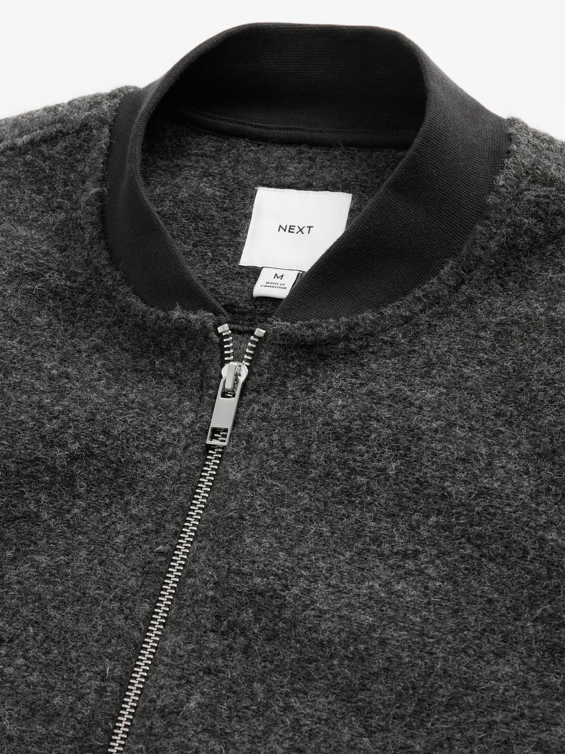 Buy Grey Wool Blend Fleece Bomber Jacket from Next Saudi Arabia