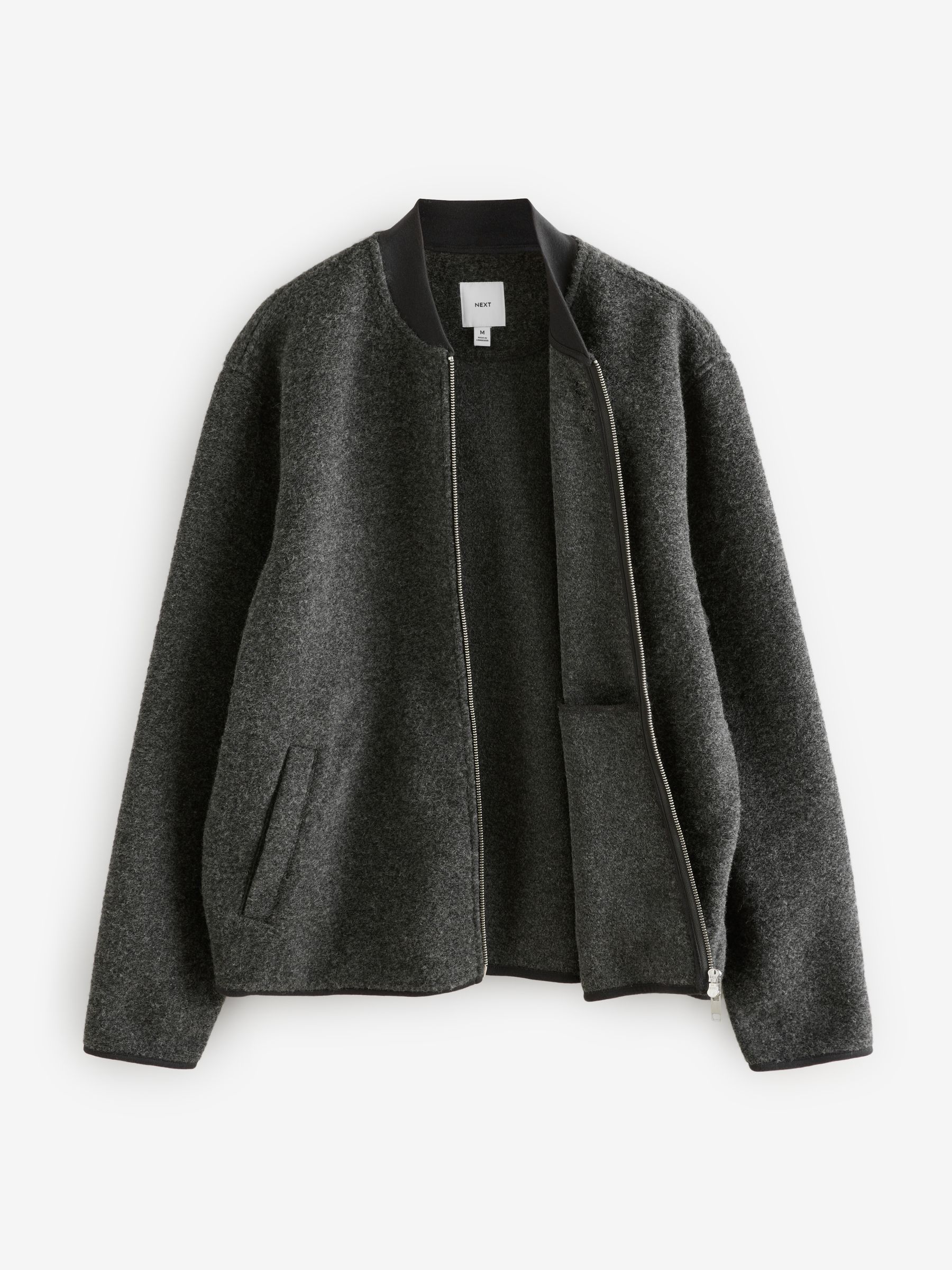 Buy Grey Wool Blend Fleece Bomber Jacket from Next United Arab Emirates