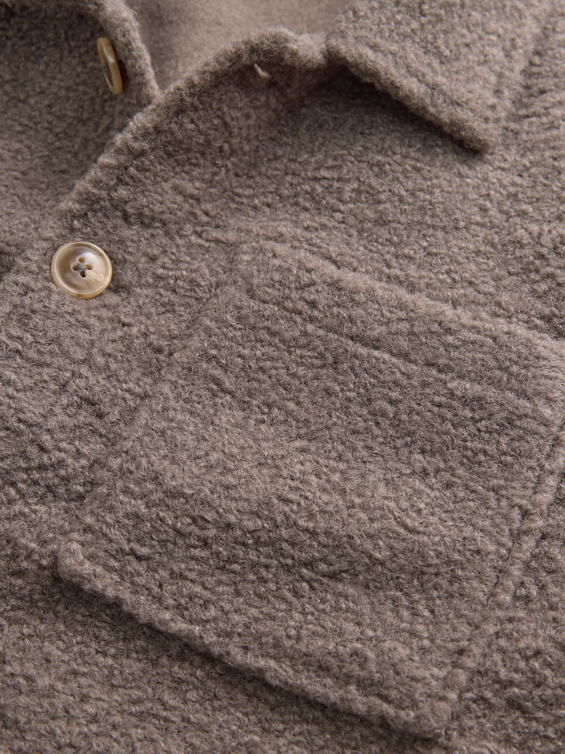 Buy Neutral Regular Fit Regular Fit Borg Fleece Shacket from Next Saudi ...