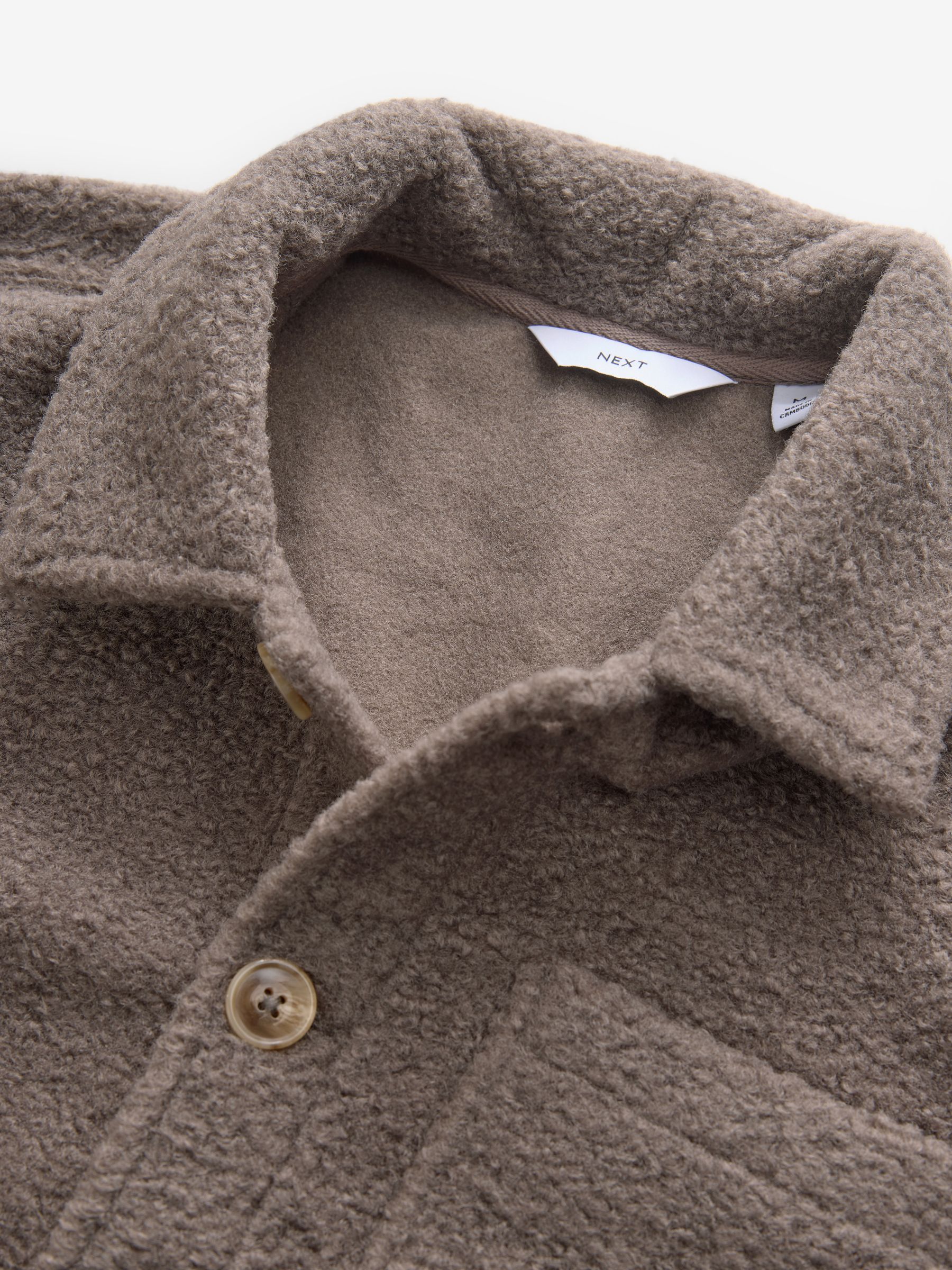 Buy Neutral Regular Fit Regular Fit Borg Fleece Shacket from Next Saudi ...