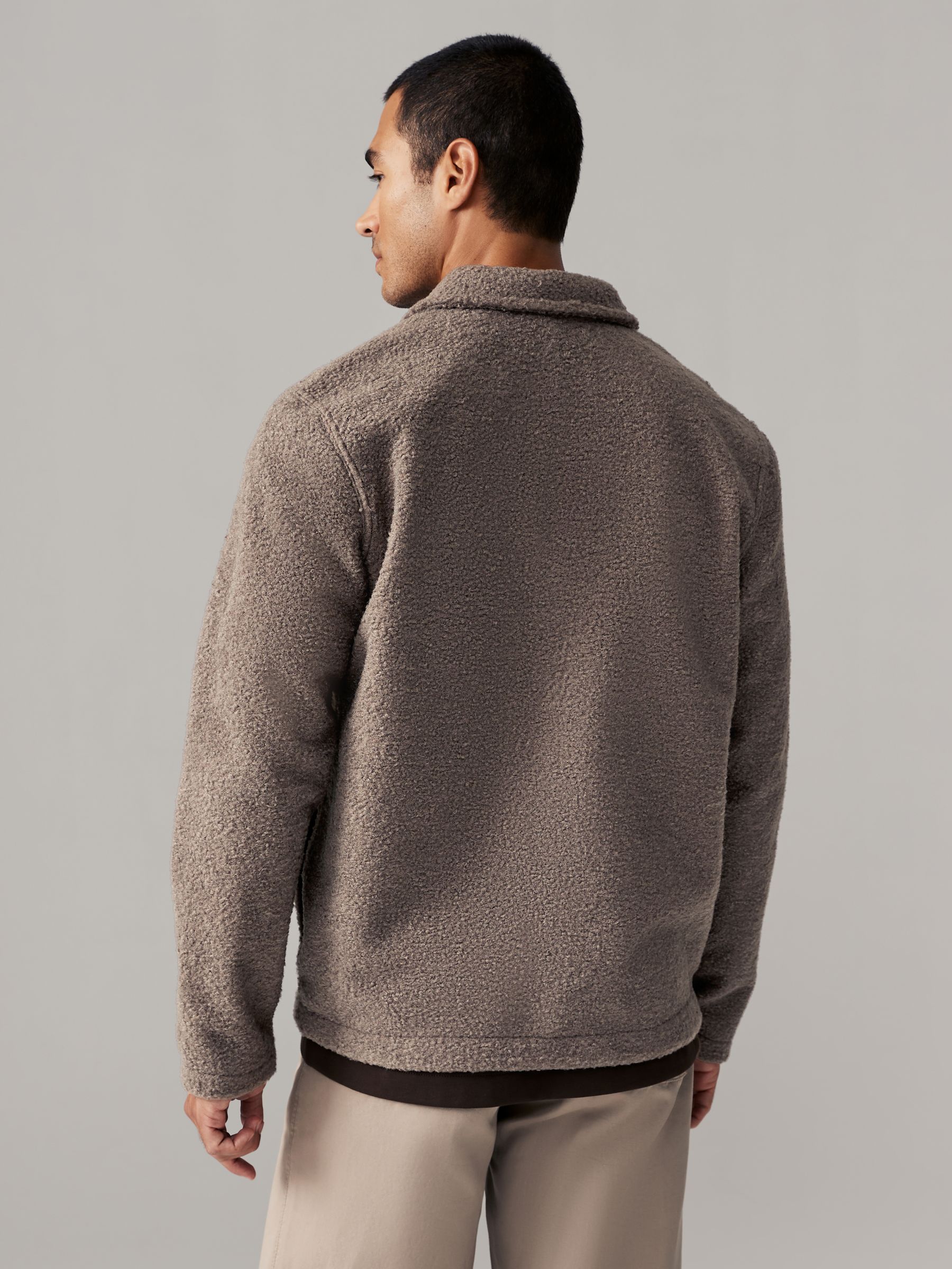 Buy Neutral Regular Fit Regular Fit Borg Fleece Shacket from the Next ...