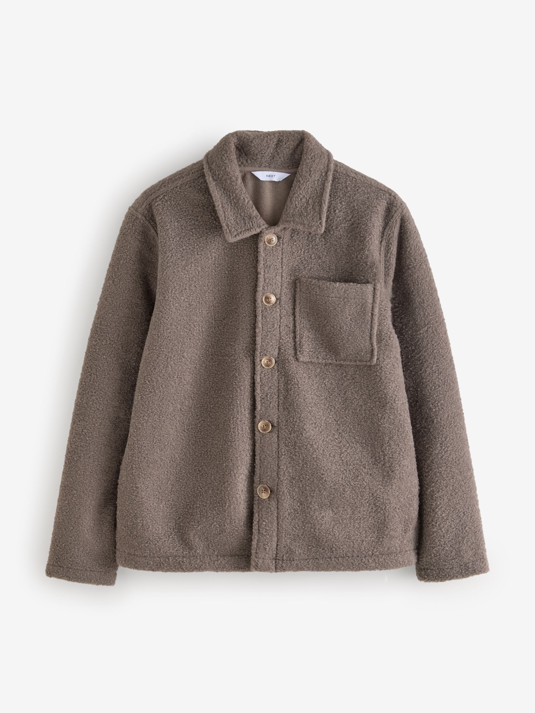 Buy Neutral Regular Fit Regular Fit Borg Fleece Shacket from the Next ...